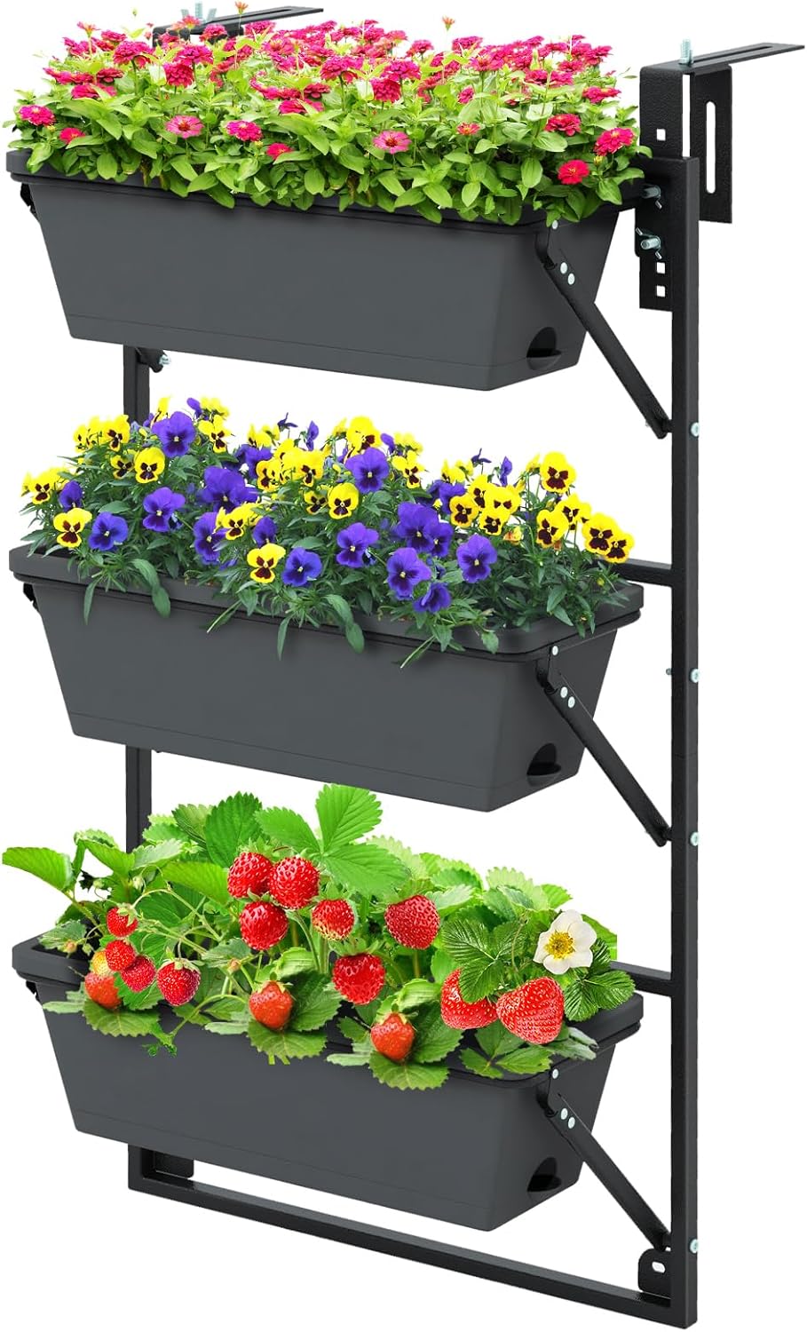 Costway Hanging Vertical Planter, Self-Watering Wall-Mounted Adjustable ...