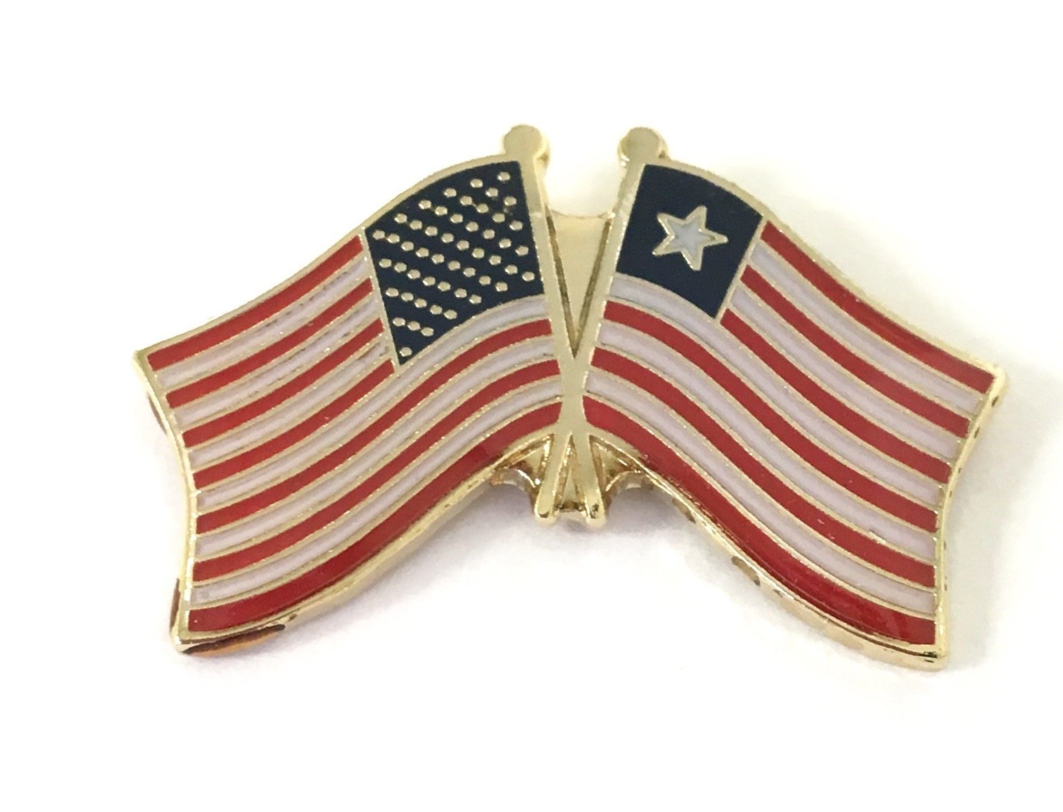 Amazon.com: Pack of 3 Liberia & US Crossed Double Flag Lapel Pins ...
