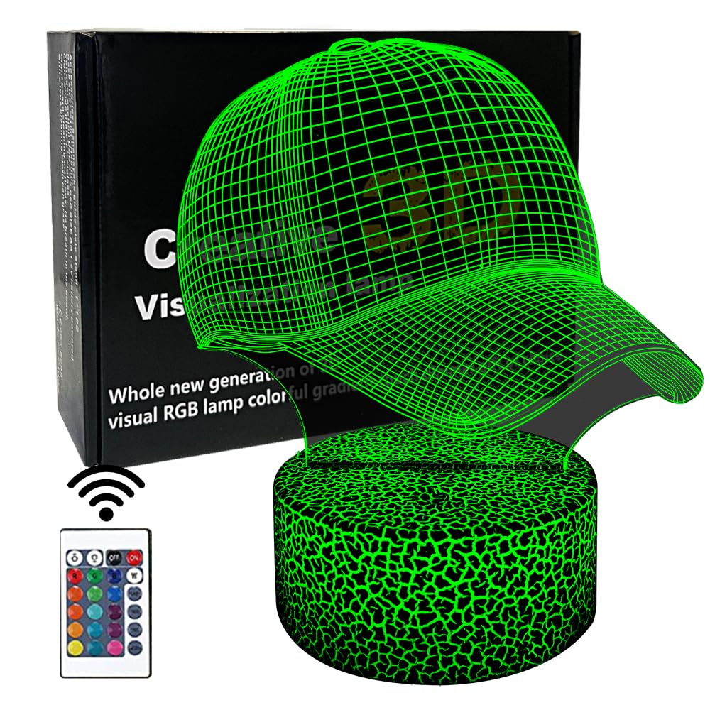 Crtivetoys 3D Baseball Cap Night Light Led Illusion Lamp with 16 Color ...