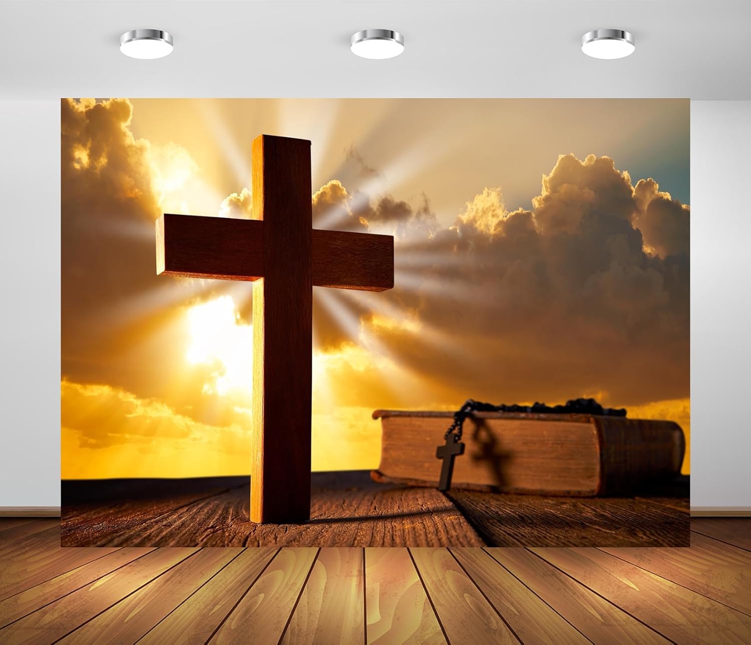 Amazon.com : BELECO 9x6ft Fabric Christian Cross Backdrop Jesus Christ ...