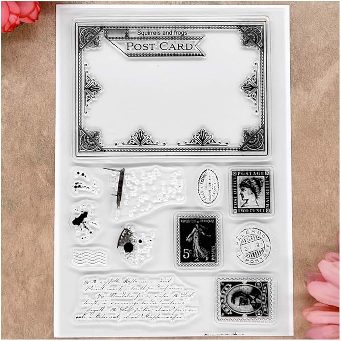 Kwan Crafts Post Card Postage Stamp Clear Stamps for Card Making ...