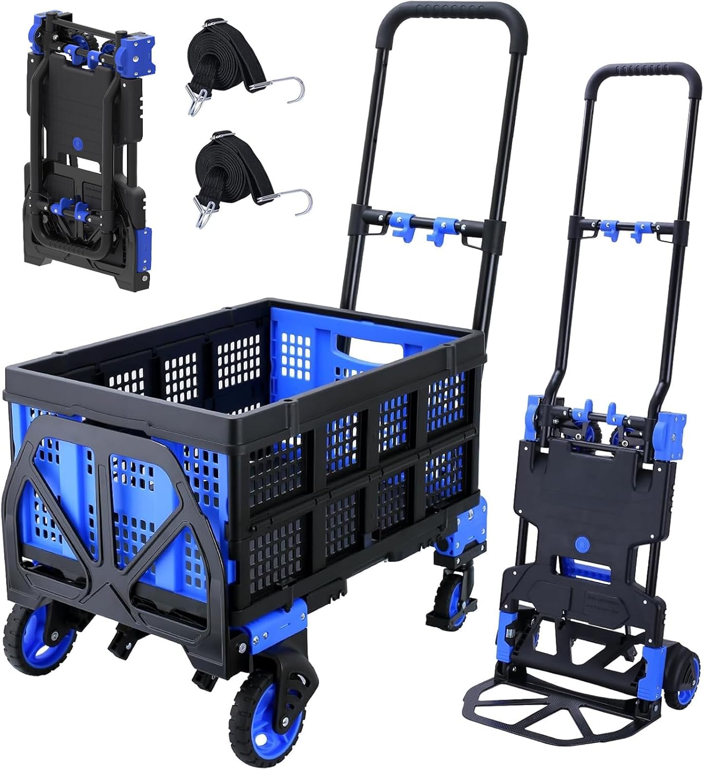 Amazon.com: 2-in-1 Folding Hand Truck Dolly with Collapsible Basket ...