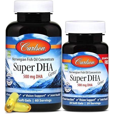 Amazon.com: Carlson Labs - Super DHA 500 mg. - 180 Softgels : Health ...