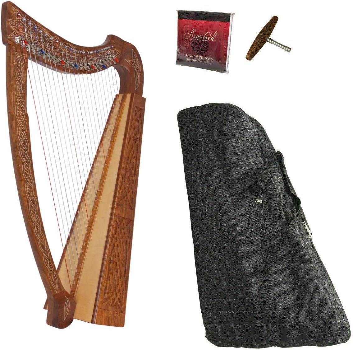 Amazon.com: Roosebeck 22-String Heather Harp w/Full Chelby Levers ...