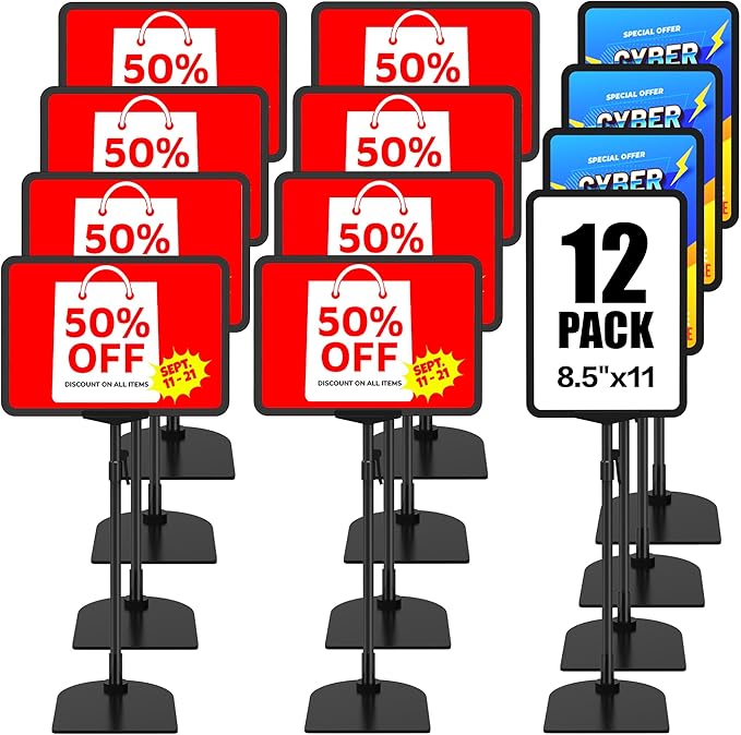 Amazon.com : VAIIGO 12Pack Tabletop Sign Stand for Display 8.5 x 11 ...