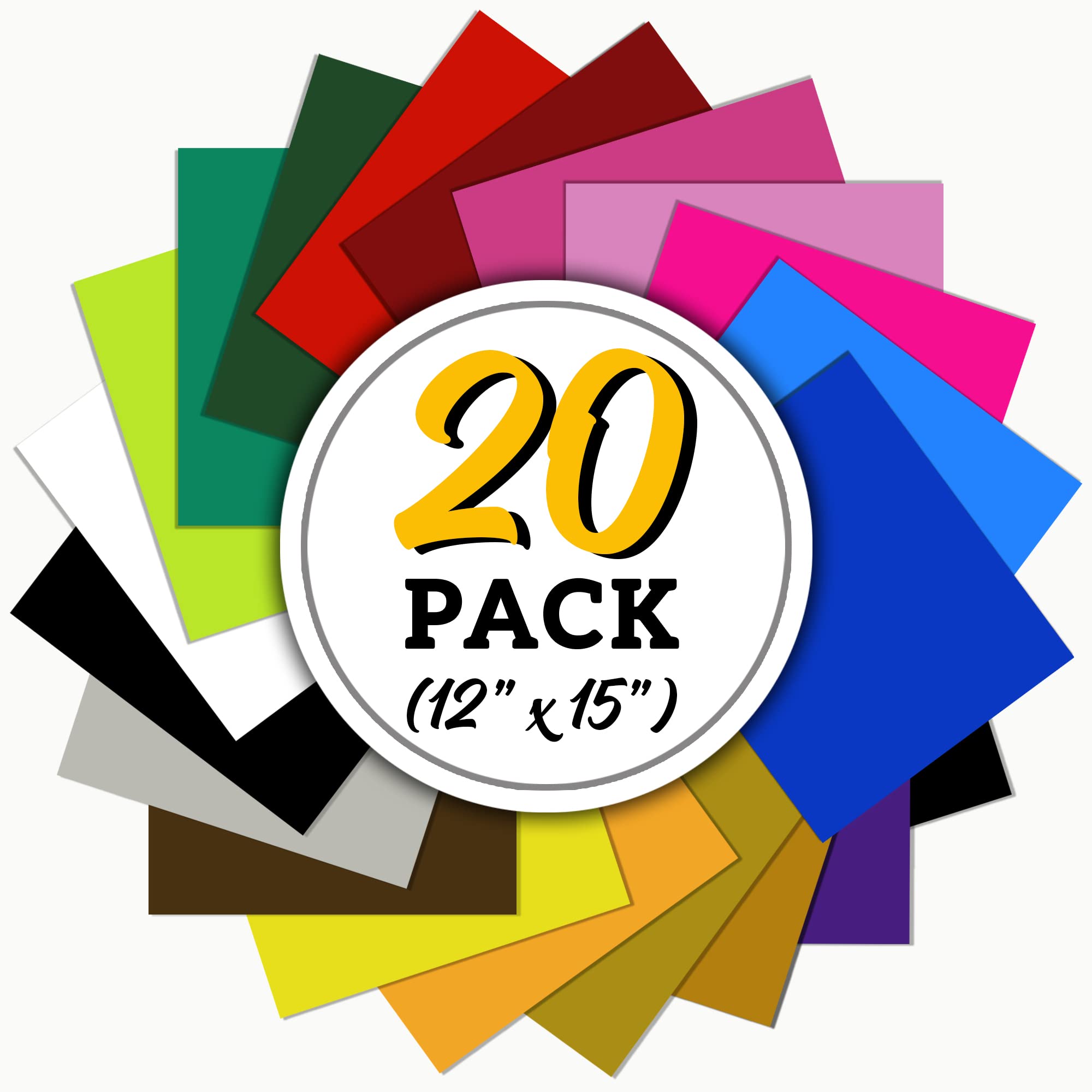 Amazon.com: Heat Transfer Vinyl Assorted Colors Starter Pack - 20 ...