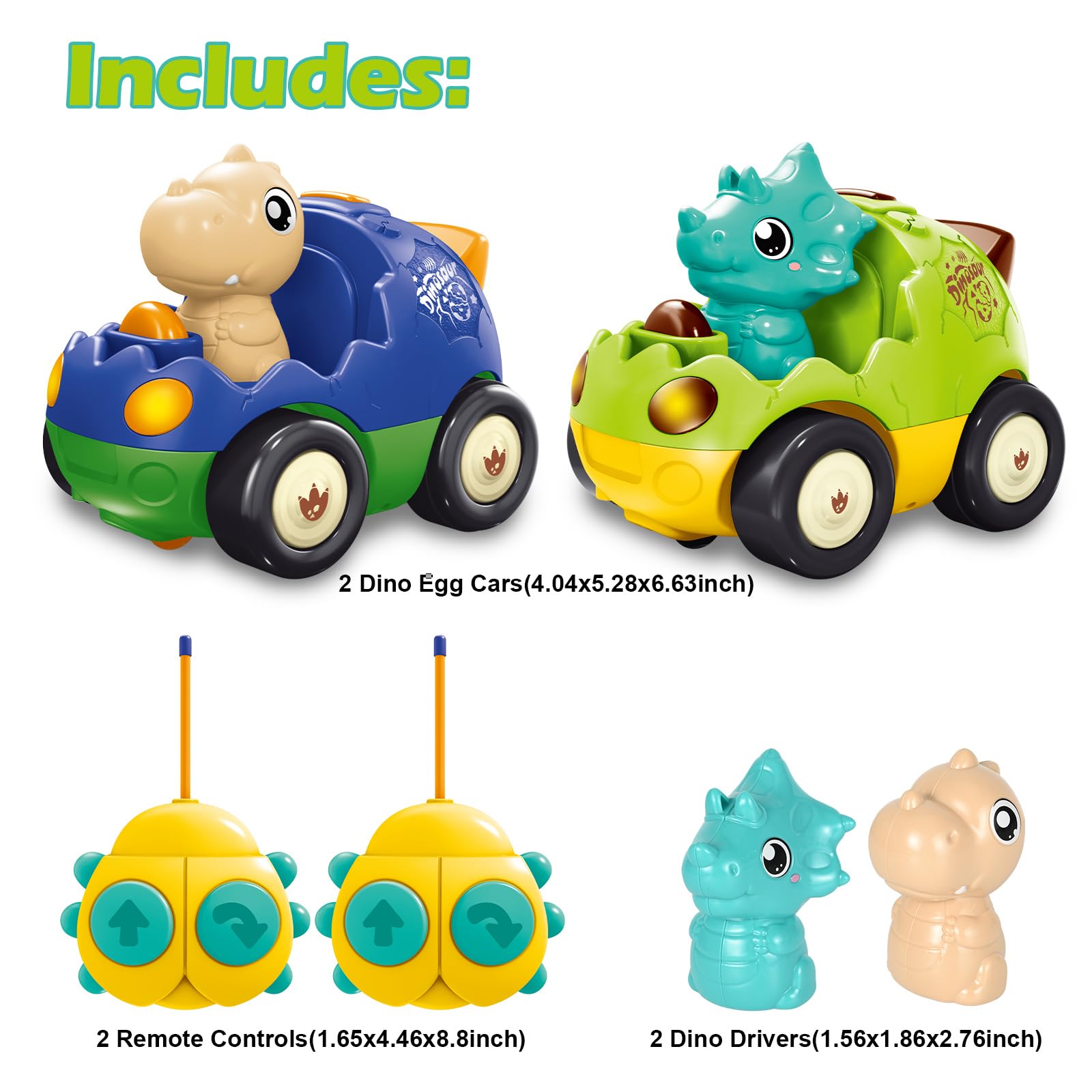 2 Pack Dino Remote Control Car, Toddler Remote Control Car Ages 3-5 ...