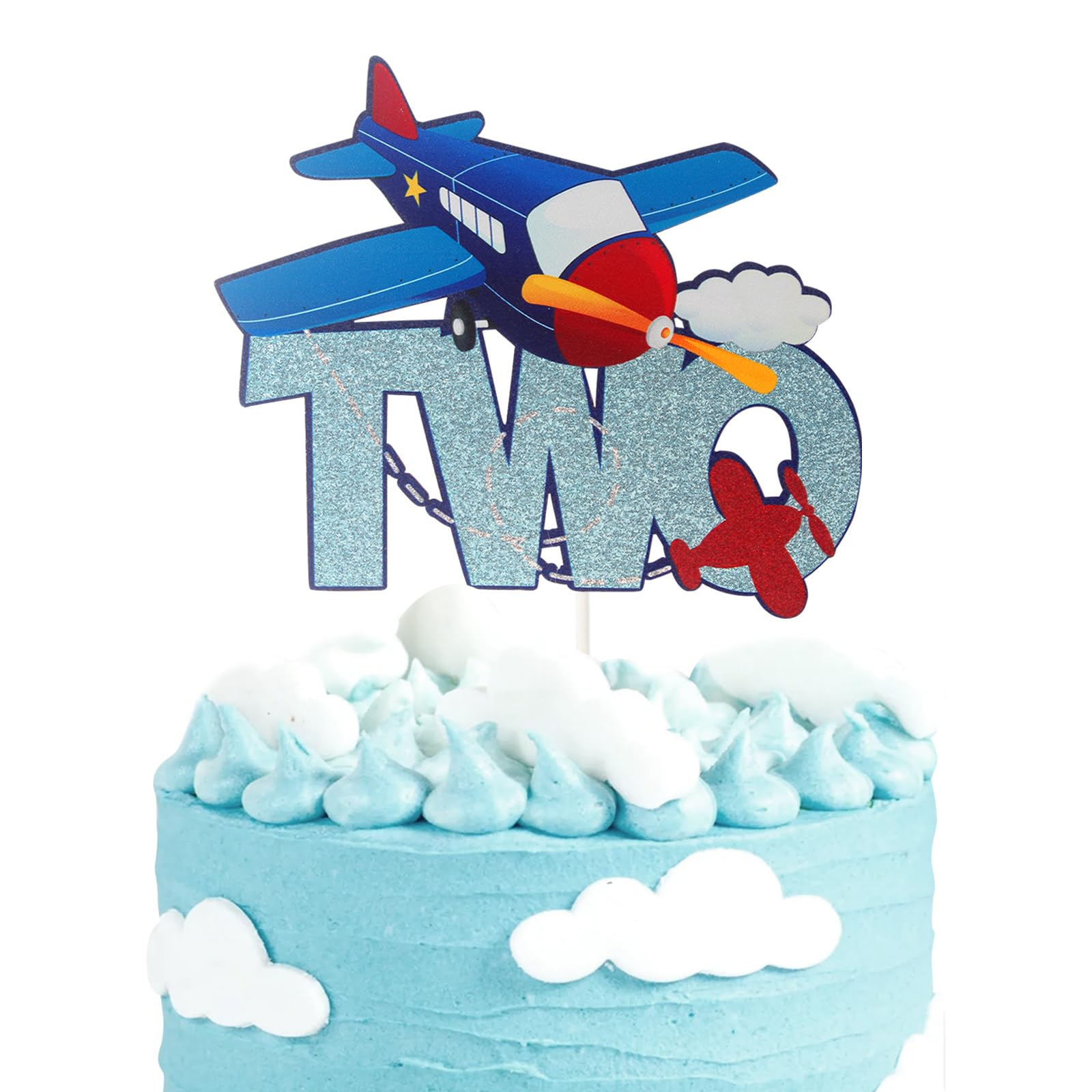 Buy Aircraft Two Cake Topper,Airplane 2nd Year Old Party Supplies for ...