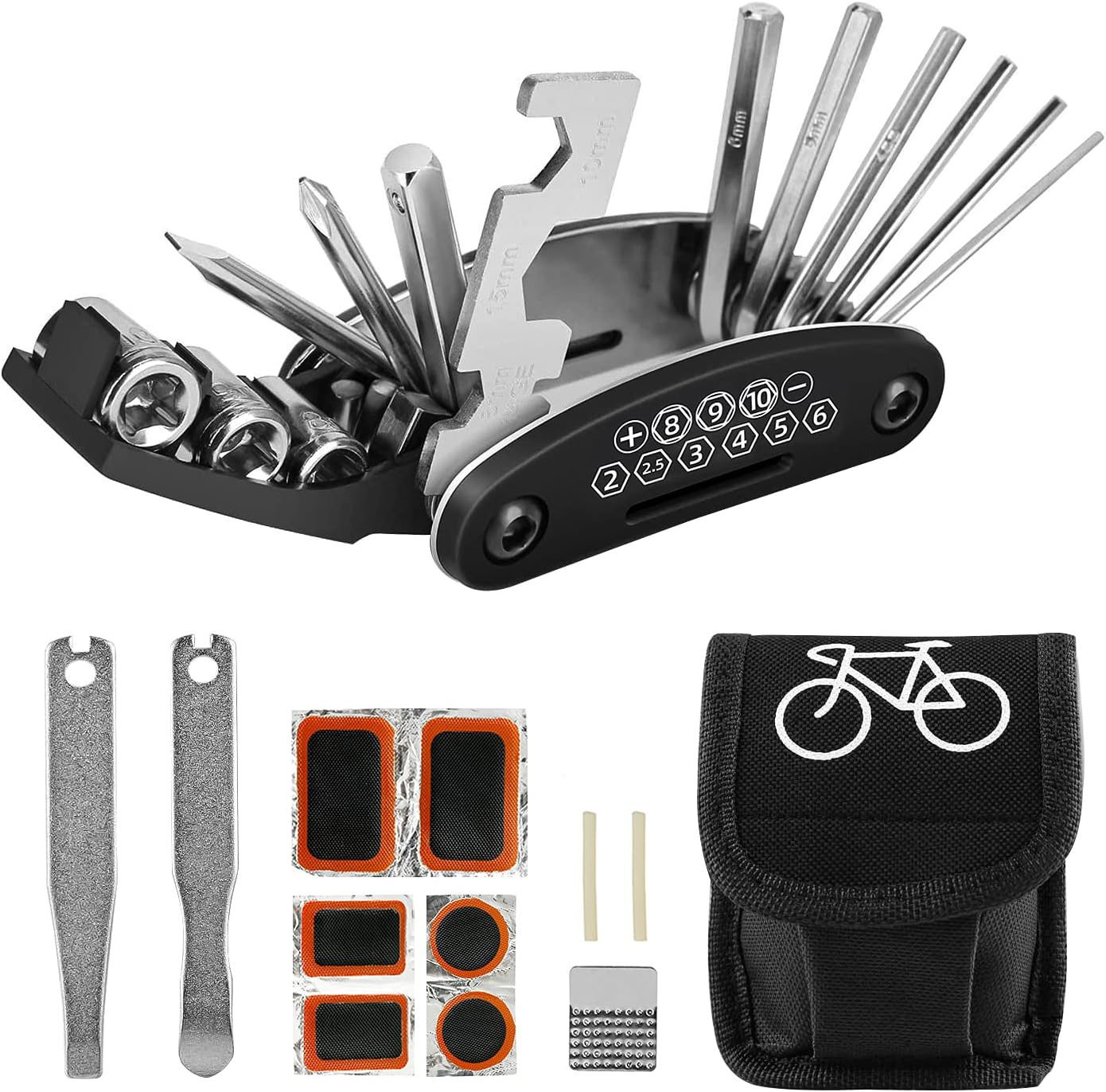 LOVEXIU Kit réparation vélo,kit réparation VTT,Vélo Outils,Saccoche ...