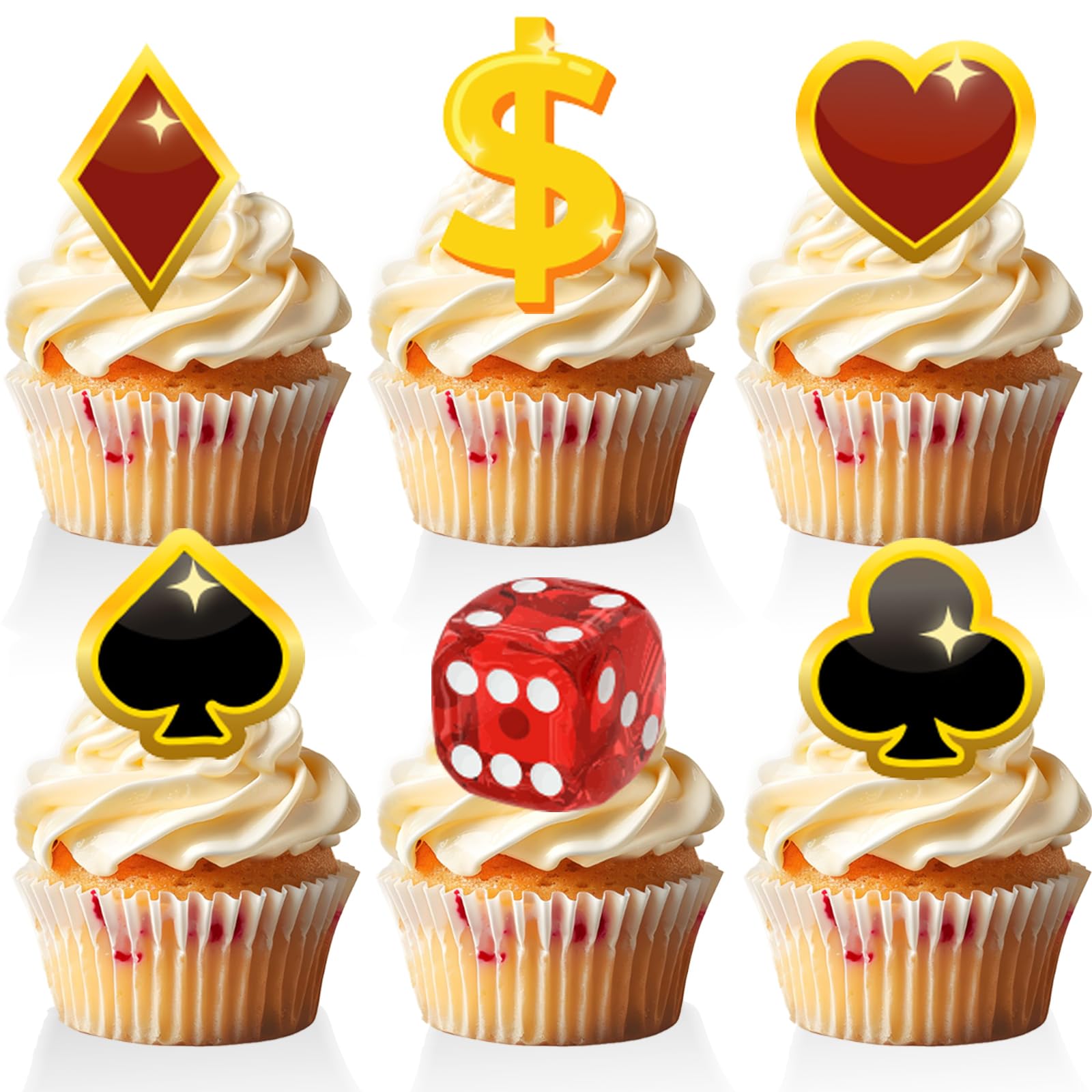 Amazon.com: 18 PCS Casino Cupcake Toppers for Men Women Birthday Las ...