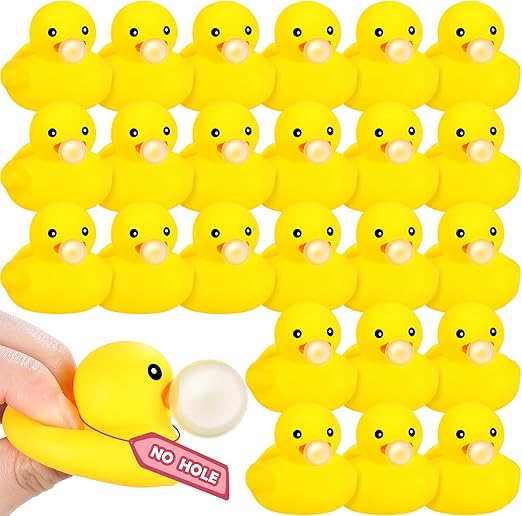 Amazon.com: DEEKIN 24 Pcs Yellow Rubber Ducks 2.2 Inch Blow Bubbles ...