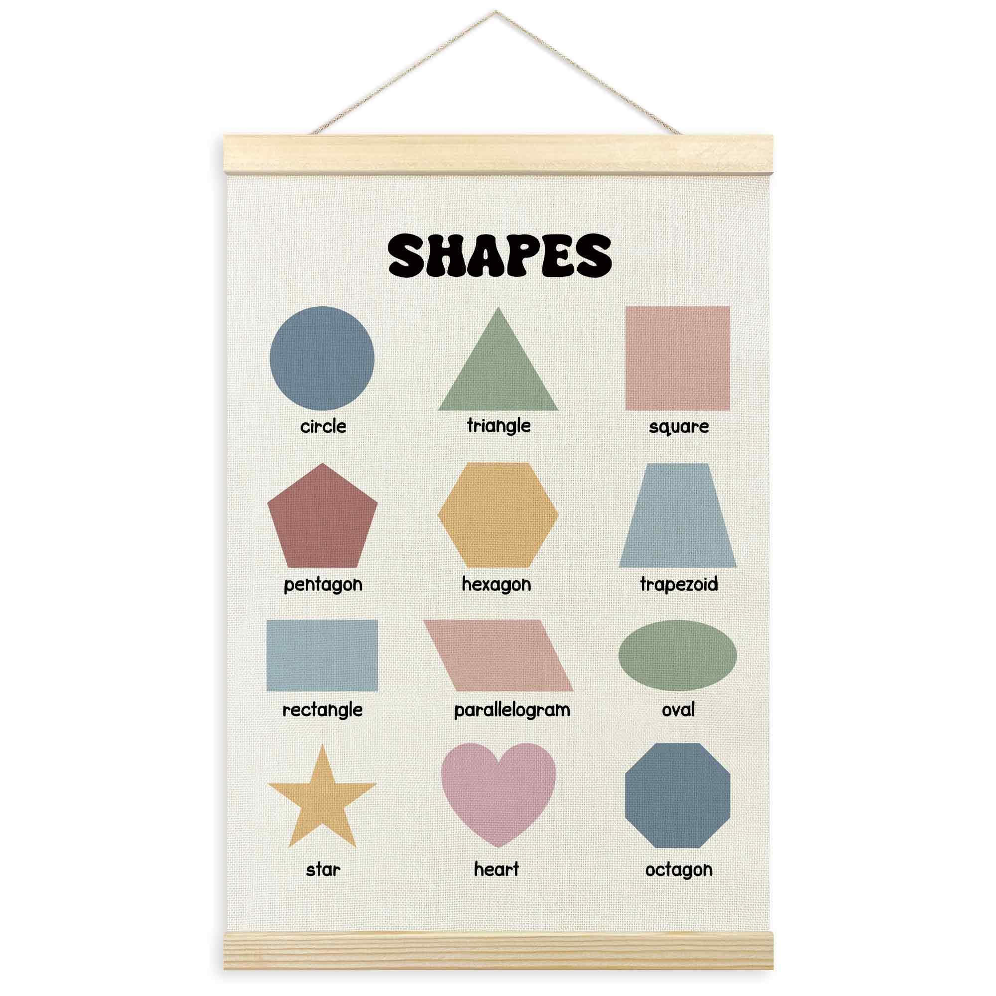Amazon.com: TLESKE Boho Classroom Shapes Chart Poster Hanger Frame ...