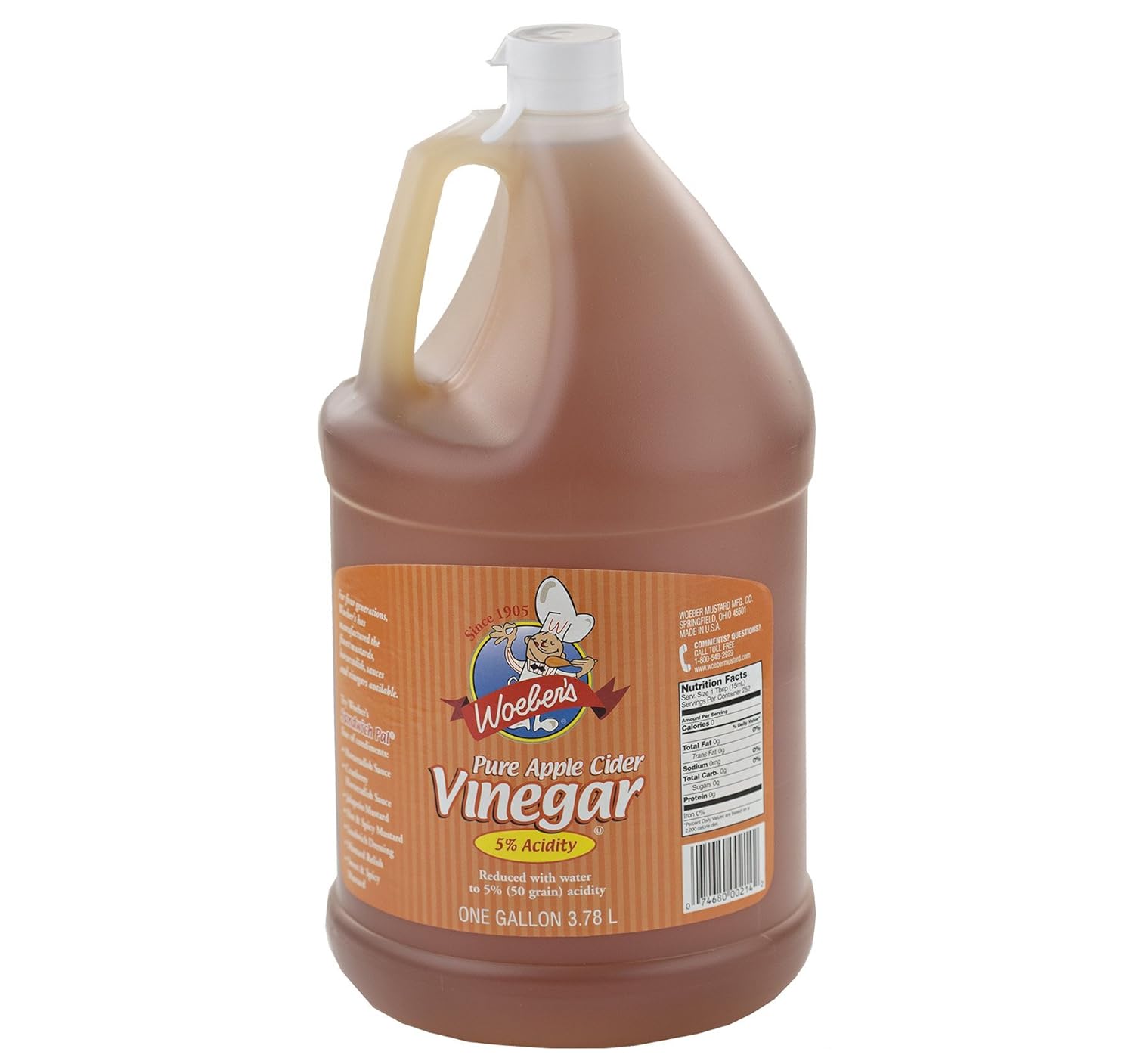 Woebers Vinagre De Sidra De Manzana Puro 5 De Acidez 128 Onzas Jarra De
