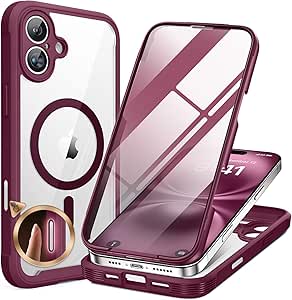 Amazon.com: Miracase Magnetic for iPhone 16 Plus Case Full-Body Phone with Built-in Glass Screen ...