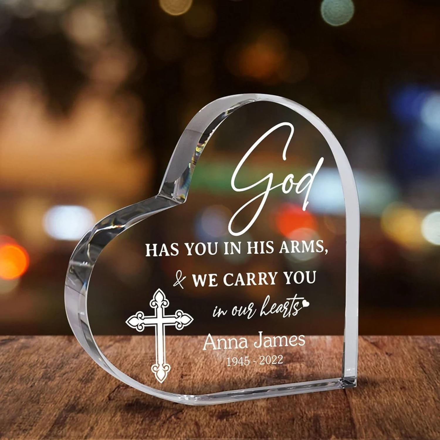 Amazon.com: Personalized Memorial Gifts, Heart Memorial Clear Acrylic ...