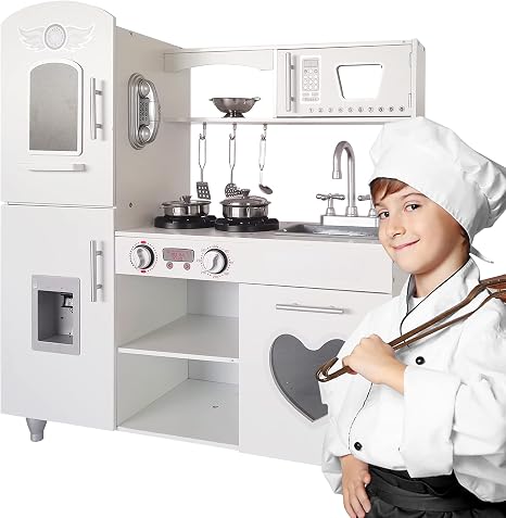 Amazon.com: TaoHFE Kitchen Set for Kids Wooden Play Kitchen Toy Kitchen ...