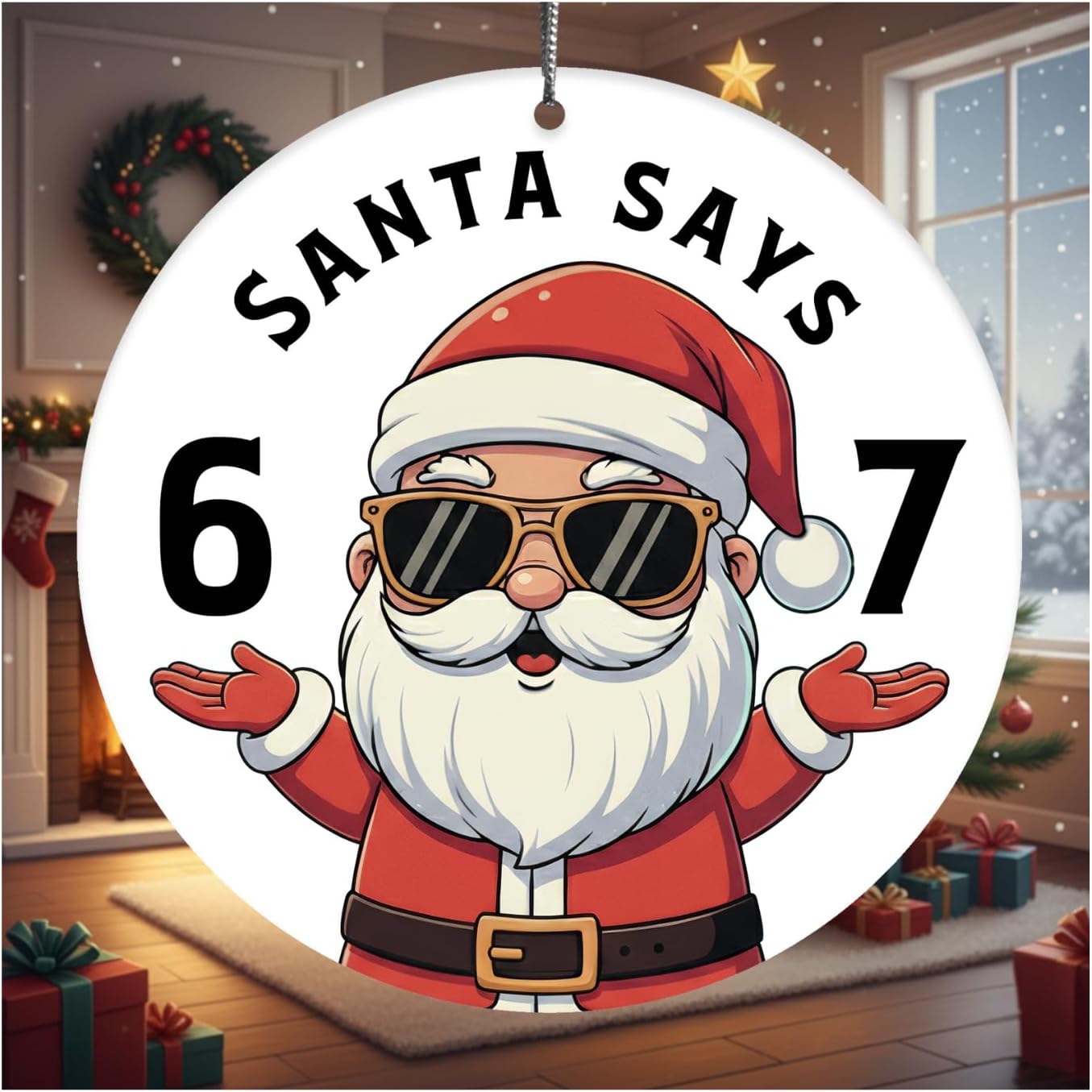 Amazon.com: LINHARA Santa Says 67 Ornament, 3.54" 67 Christmas Ornament ...