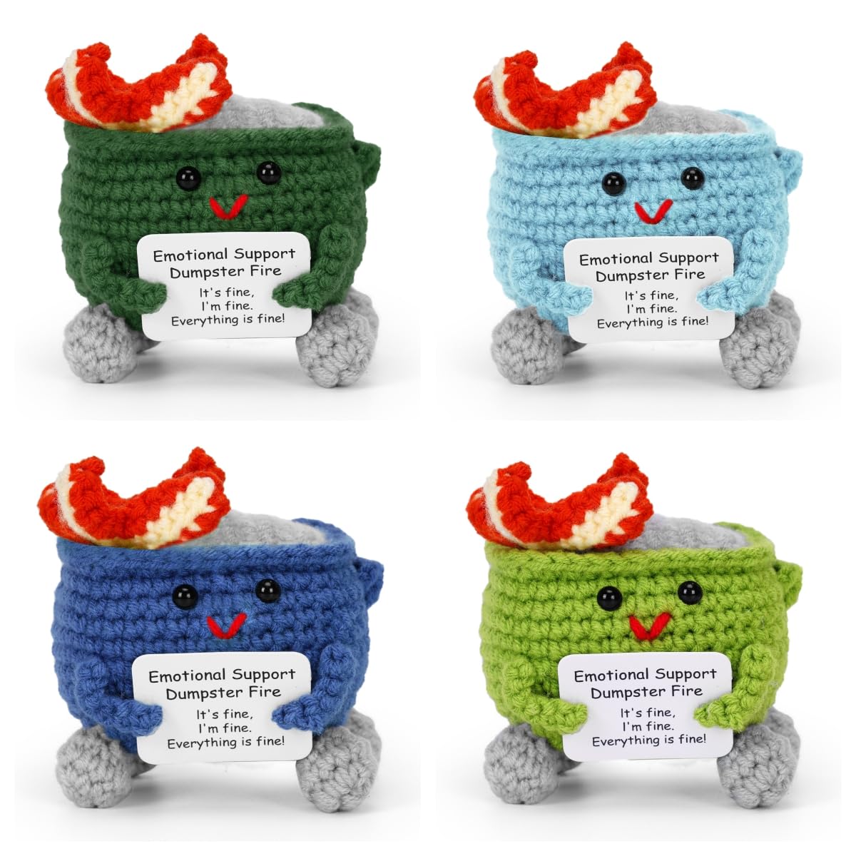 Amazon.com: 4 PCS Emotional Support Dumpster Fire, Crochet Dumpster ...