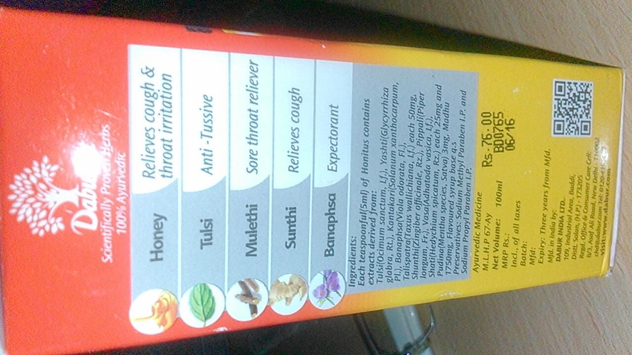 Dabur Honitus Cough Syrup - 100ml | Fast Relief from just 15 mins | Non ...