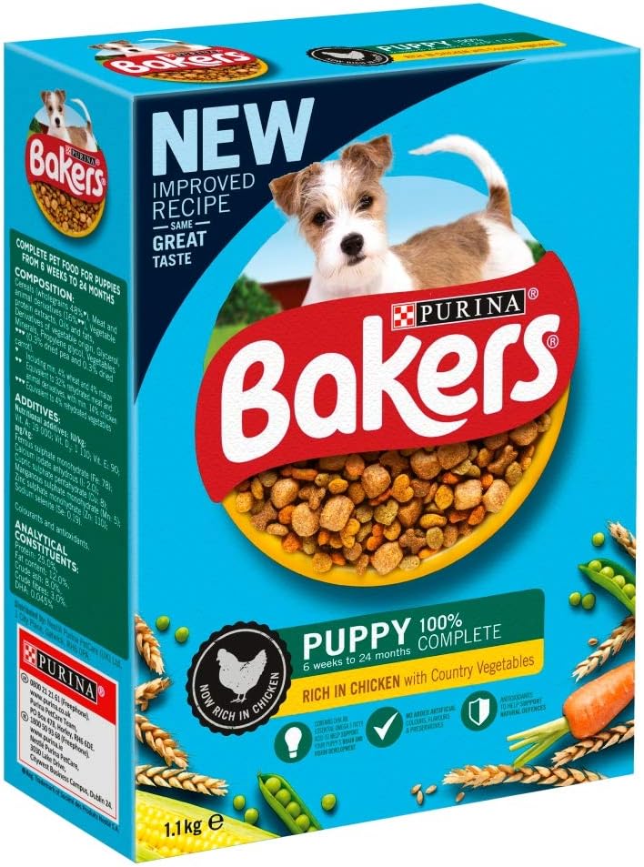 Bakers Puppy Chicken with Vegs Dry Dog Food, 1.1kg : Amazon.co.uk: Pet ...
