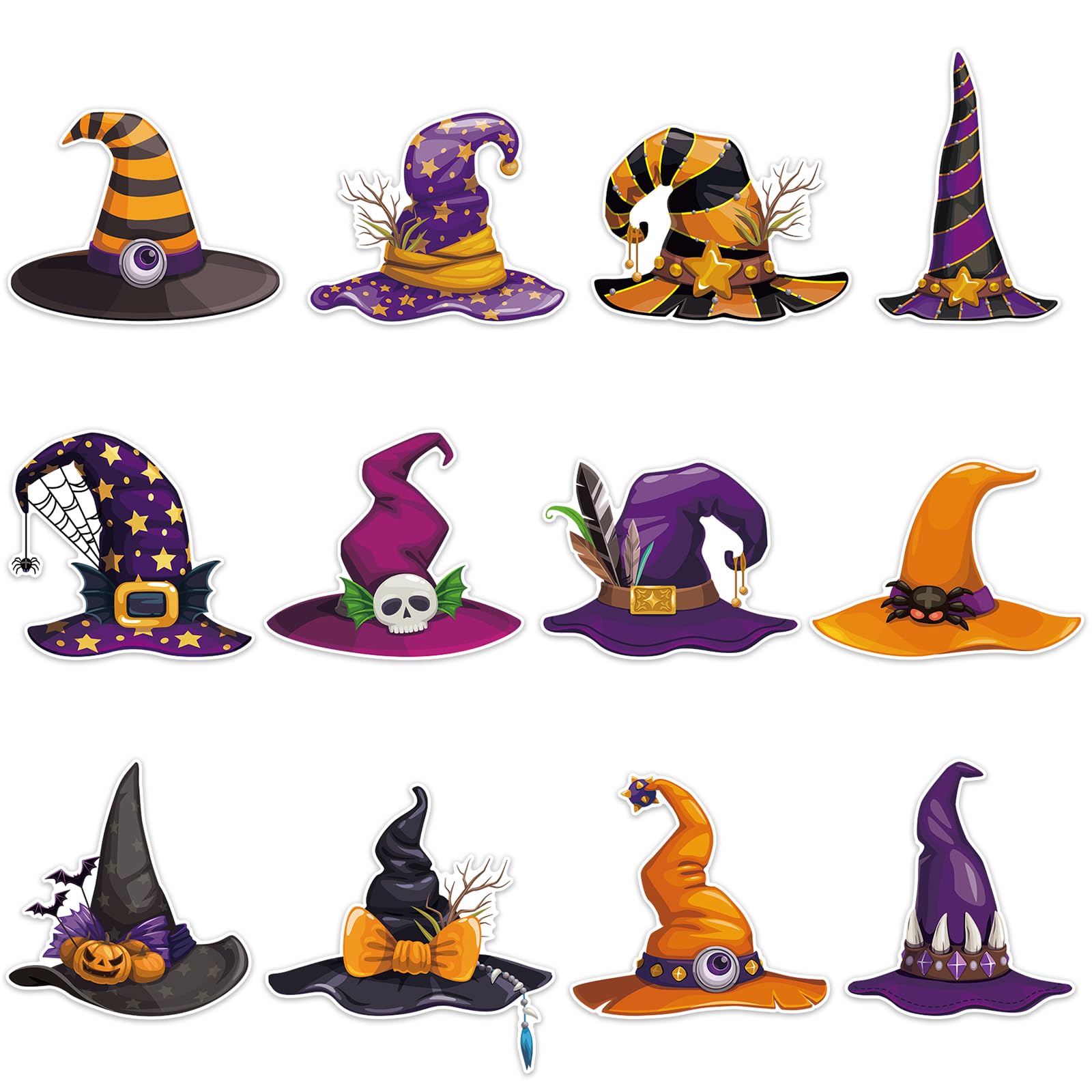 Amazon.com: Machomby 48 Pcs Witch Hat Cutouts, Halloween Witch Hat ...