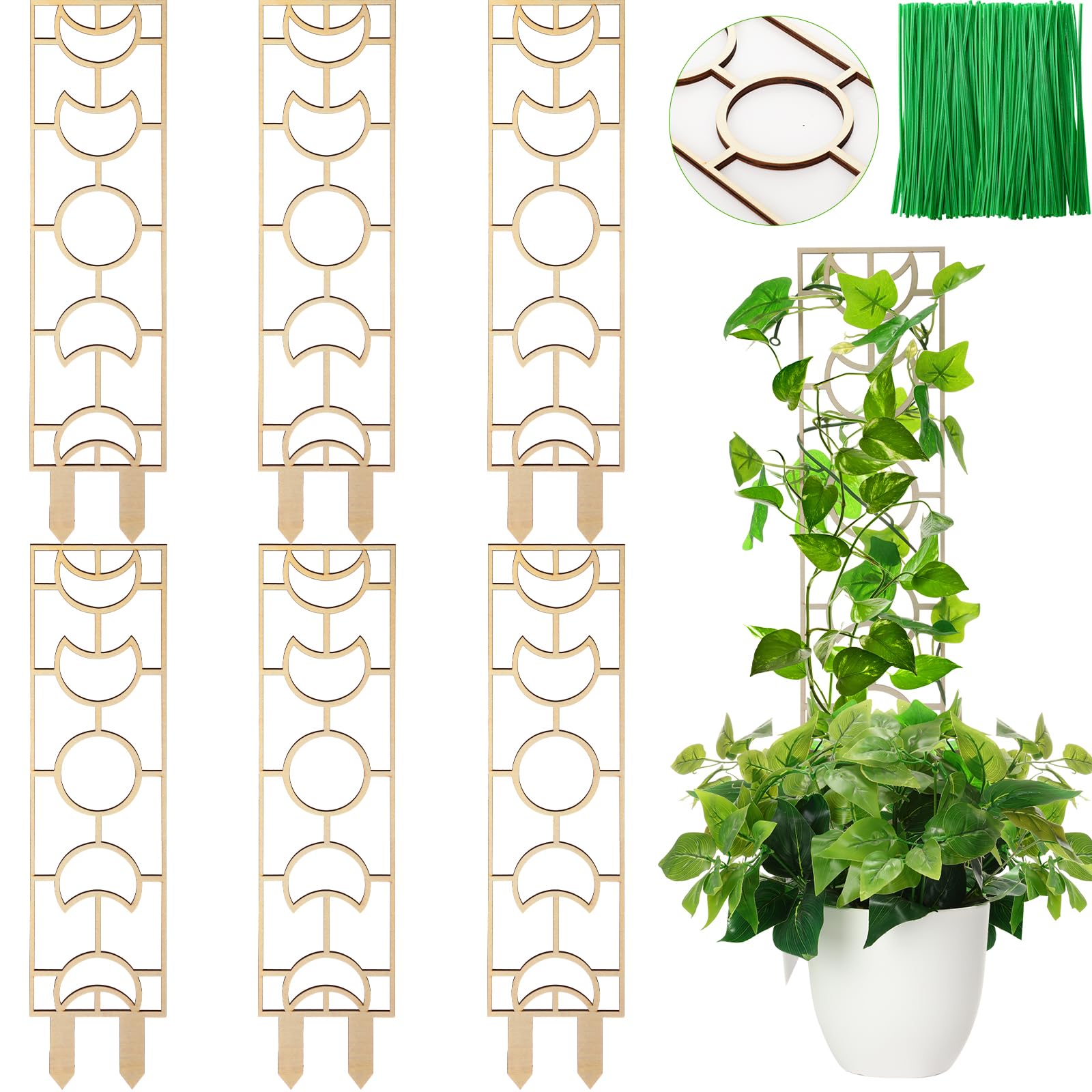 6 Pcs Plant Trellis for Climbing Plants 16.3 Inch Moon Phase Plant ...