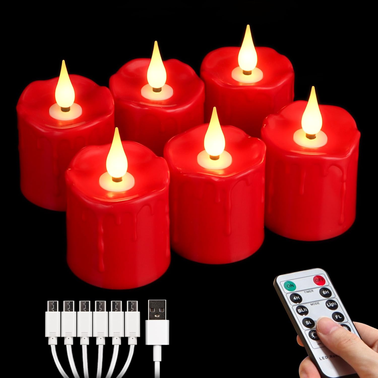 Amazon.com: FREEPOWER Rechargeable Flameless LED Votive Candles Red ...