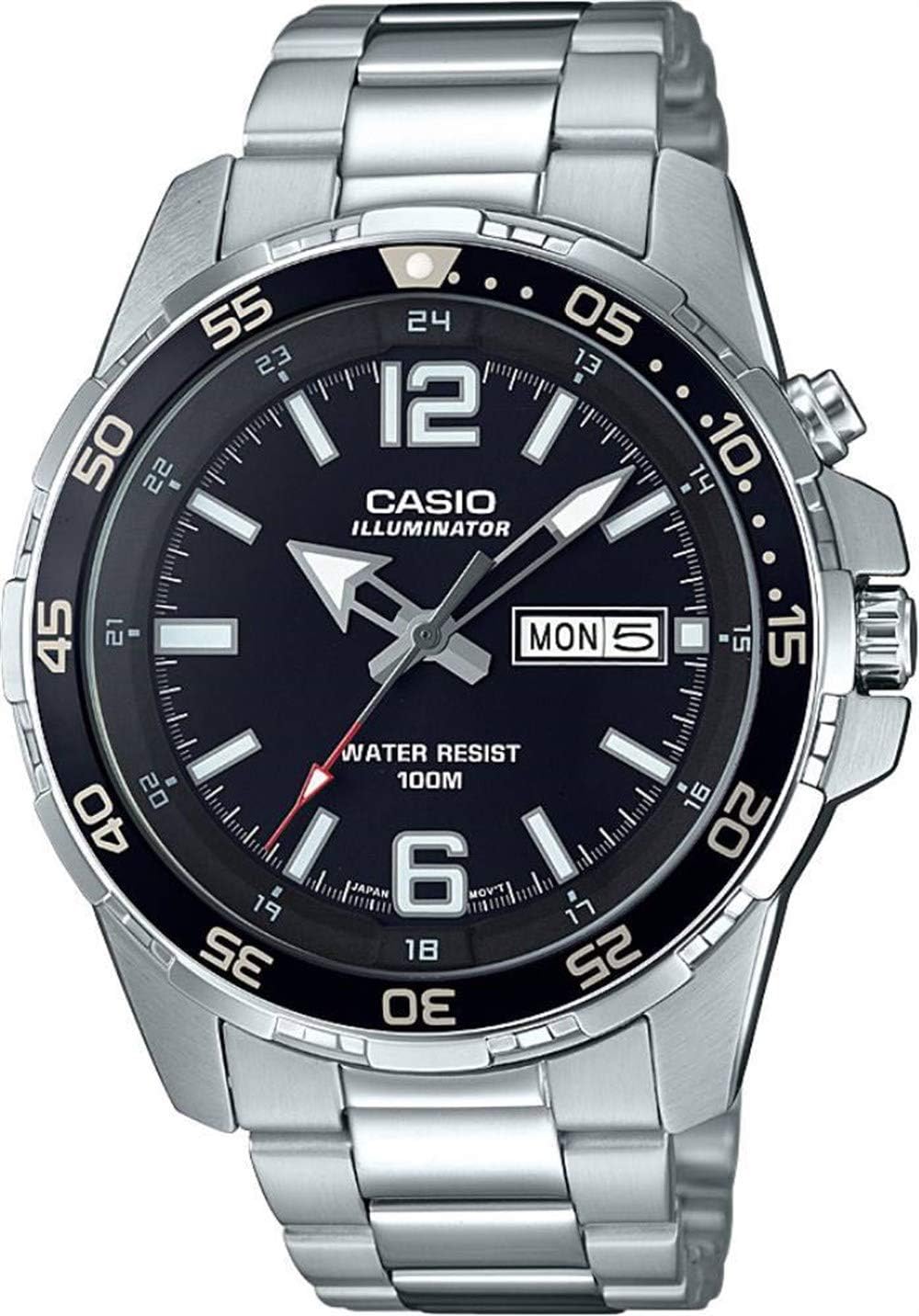 Casio MTD-1079D-1A2VDF Round Stainless Steel Analog Watch for Men ...