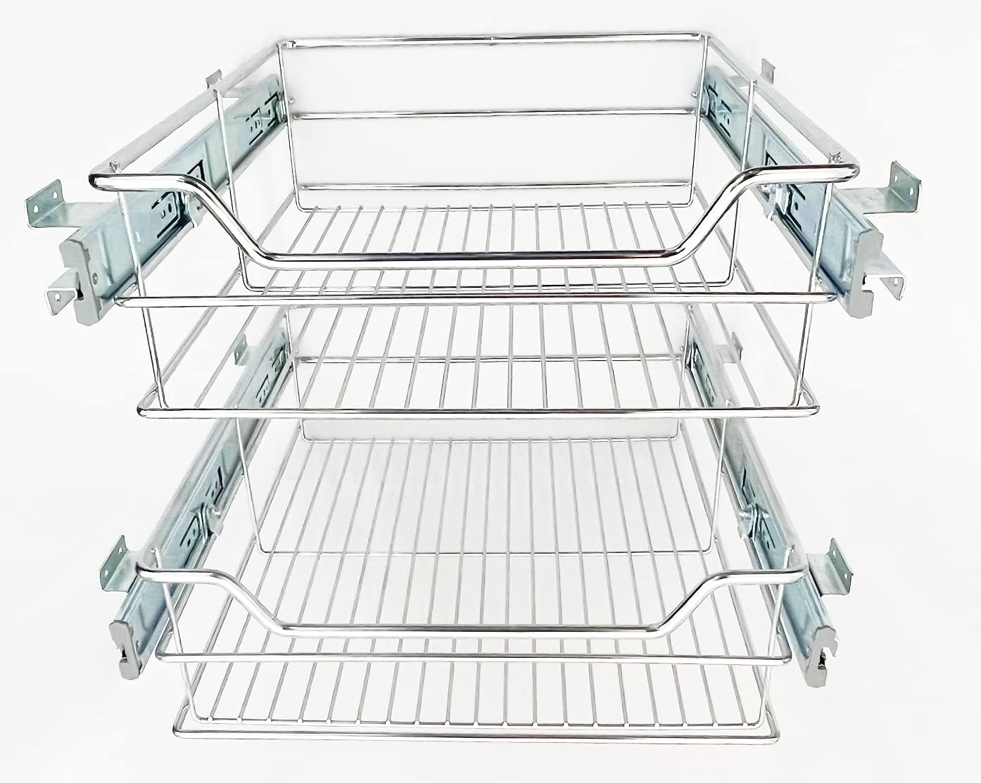 2 x Heavy Duty Kitchen Pull Out Wire Basket Base Unit Storage in ...