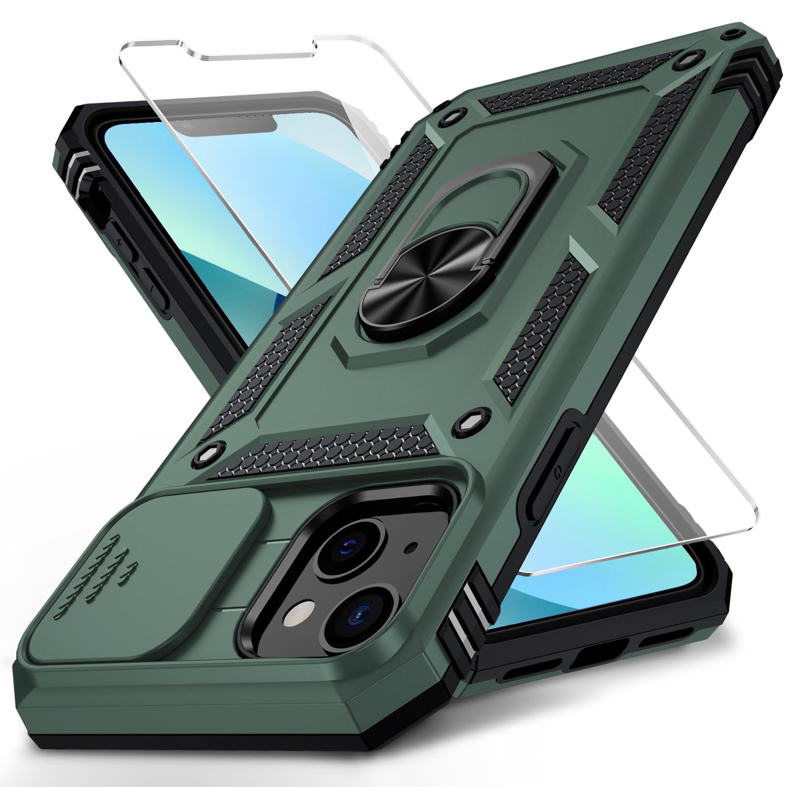 Amazon.com: for iPhone 13 Mini Case with Camera Lens Cover, HD Screen ...