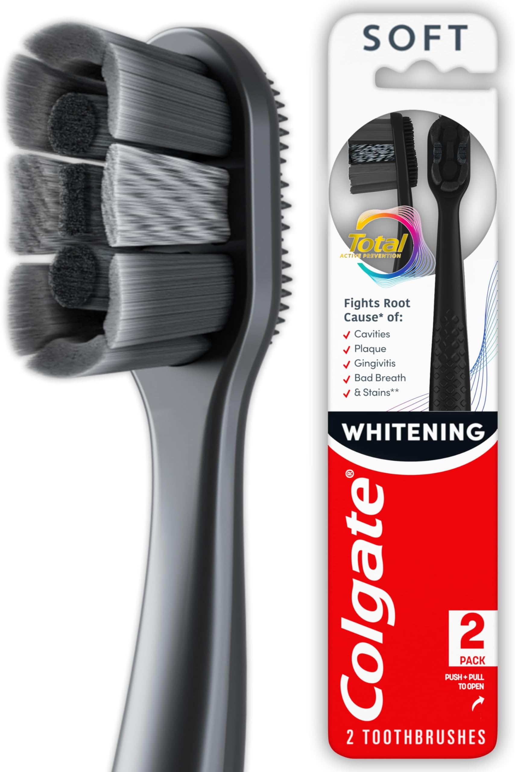 Amazon.com : Colgate Total Active Prevention Whitening Toothbrush, Soft Toothbrush (2 Pack ...
