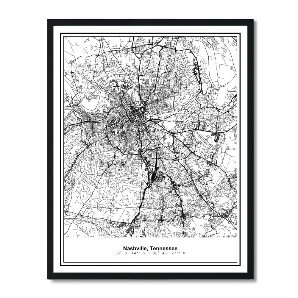 Manchester Tennessee Map Nashville Susie Arts 8x10 Unframed Nashville
