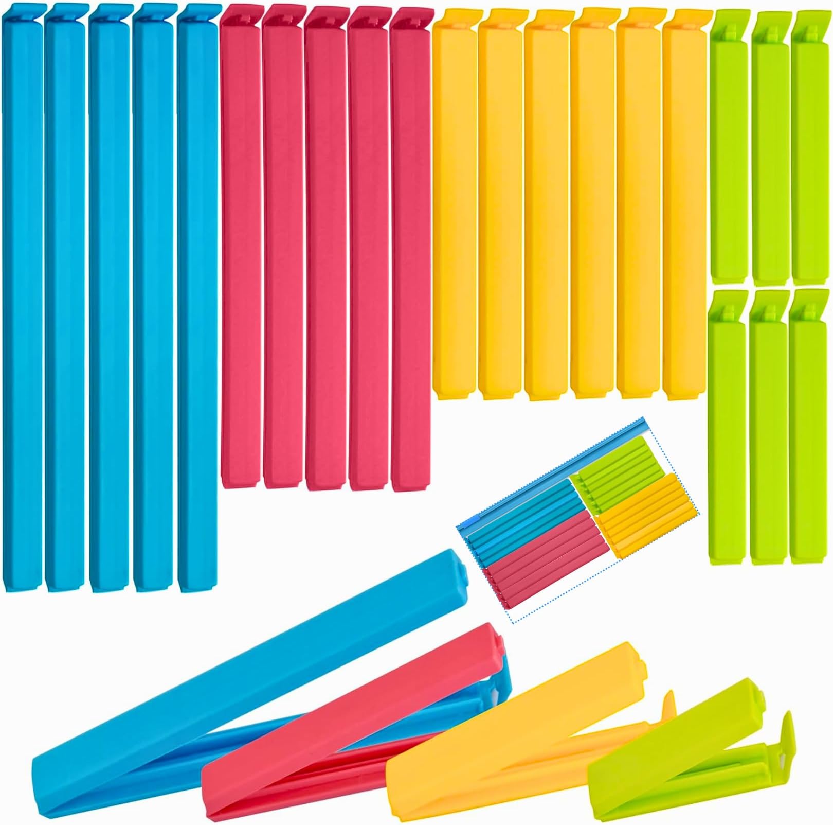 GreenMingle 22 Pcs Food Bag Clips for Food Storage in 4 Sizes & 4 ...