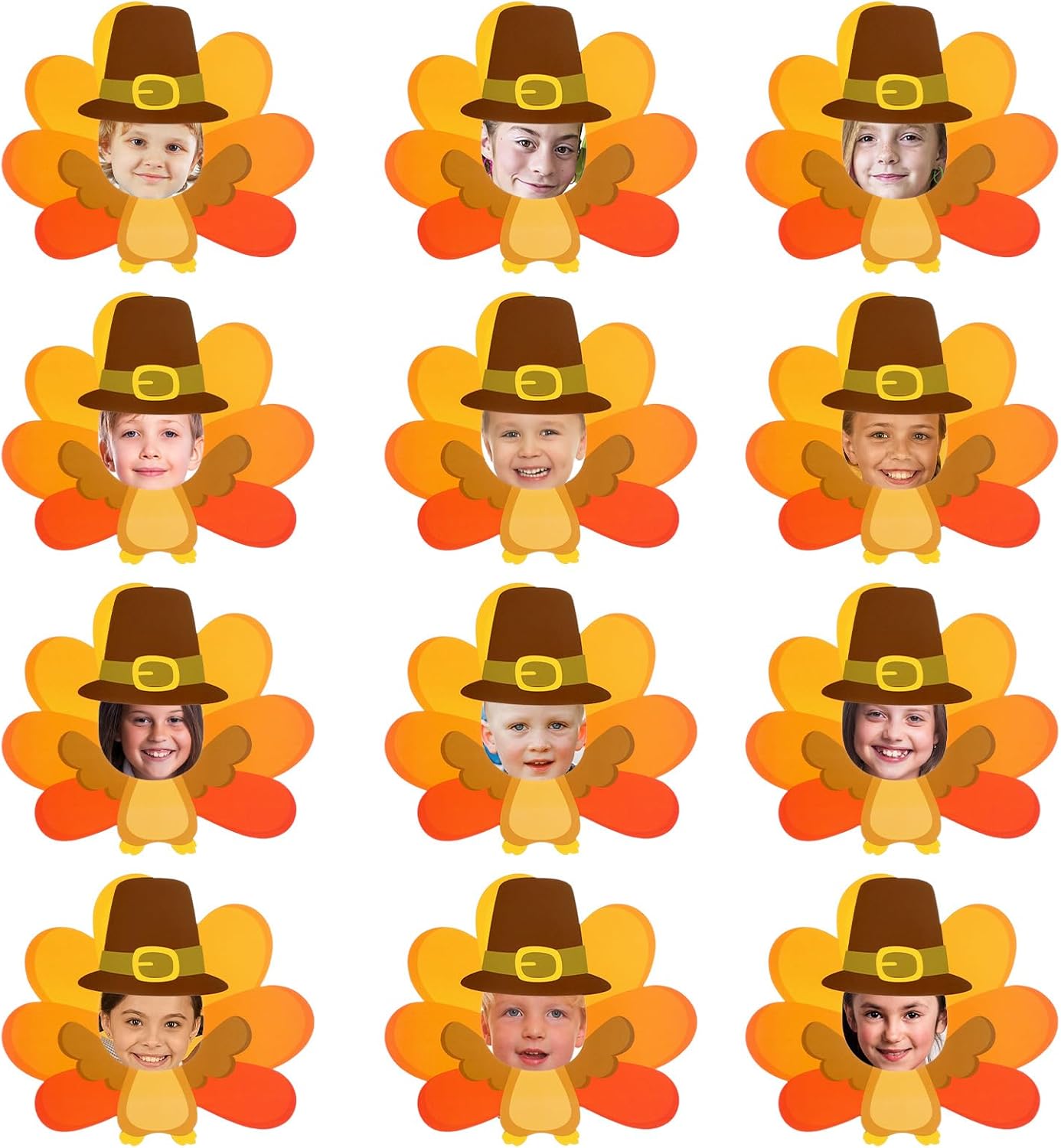Amazon.com: Poen 24 Pcs Thanksgiving Turkey Cutouts Autumn Paper ...
