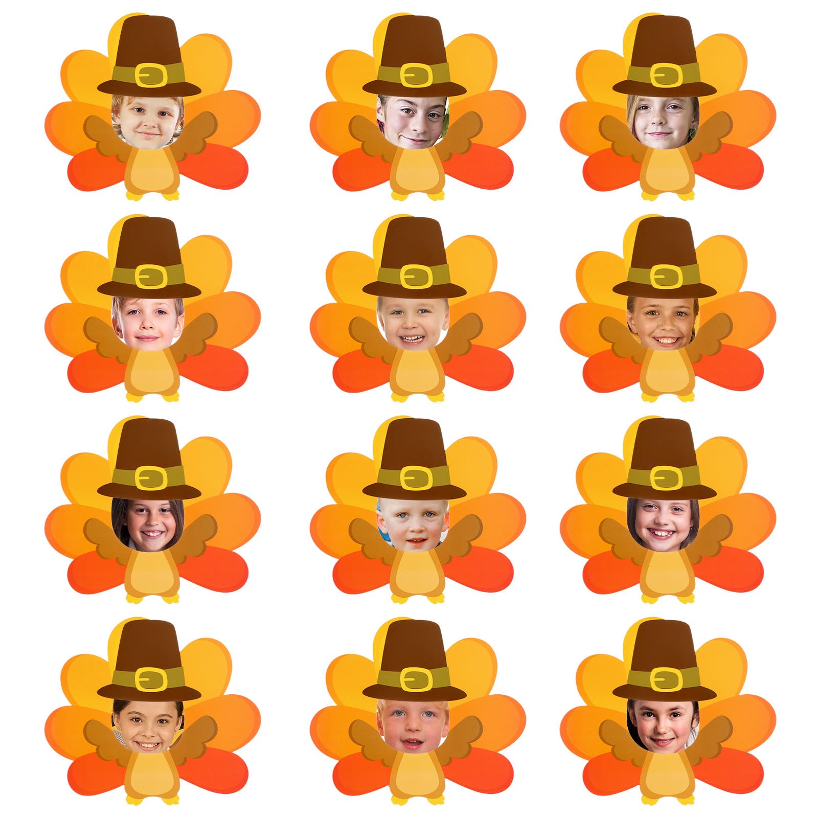 Amazon.com: Poen 24 Pcs Thanksgiving Turkey Cutouts Autumn Paper ...