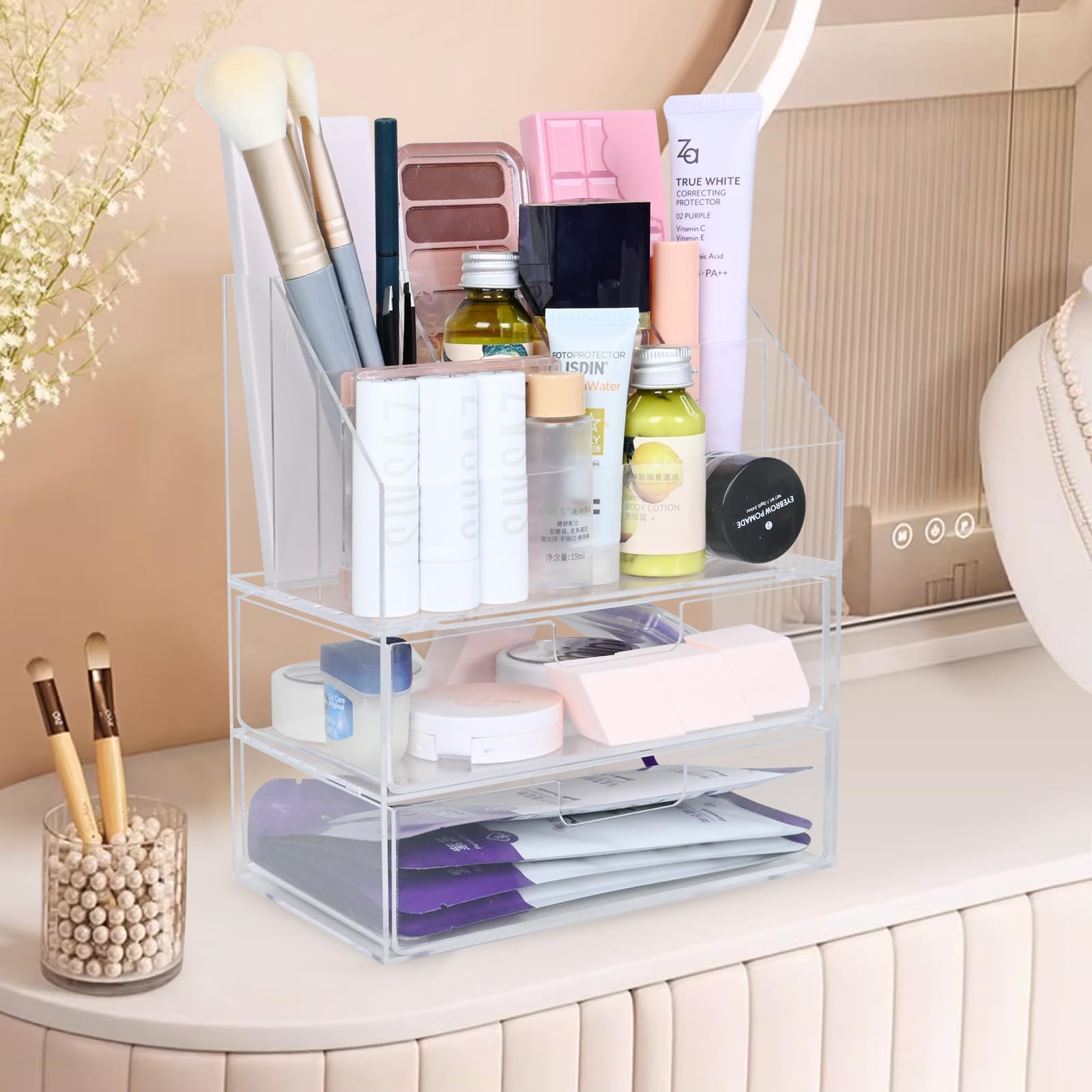 Amazon.com: LOKVII Acrylic Makeup Organizer - Clear Makeup Storage ...