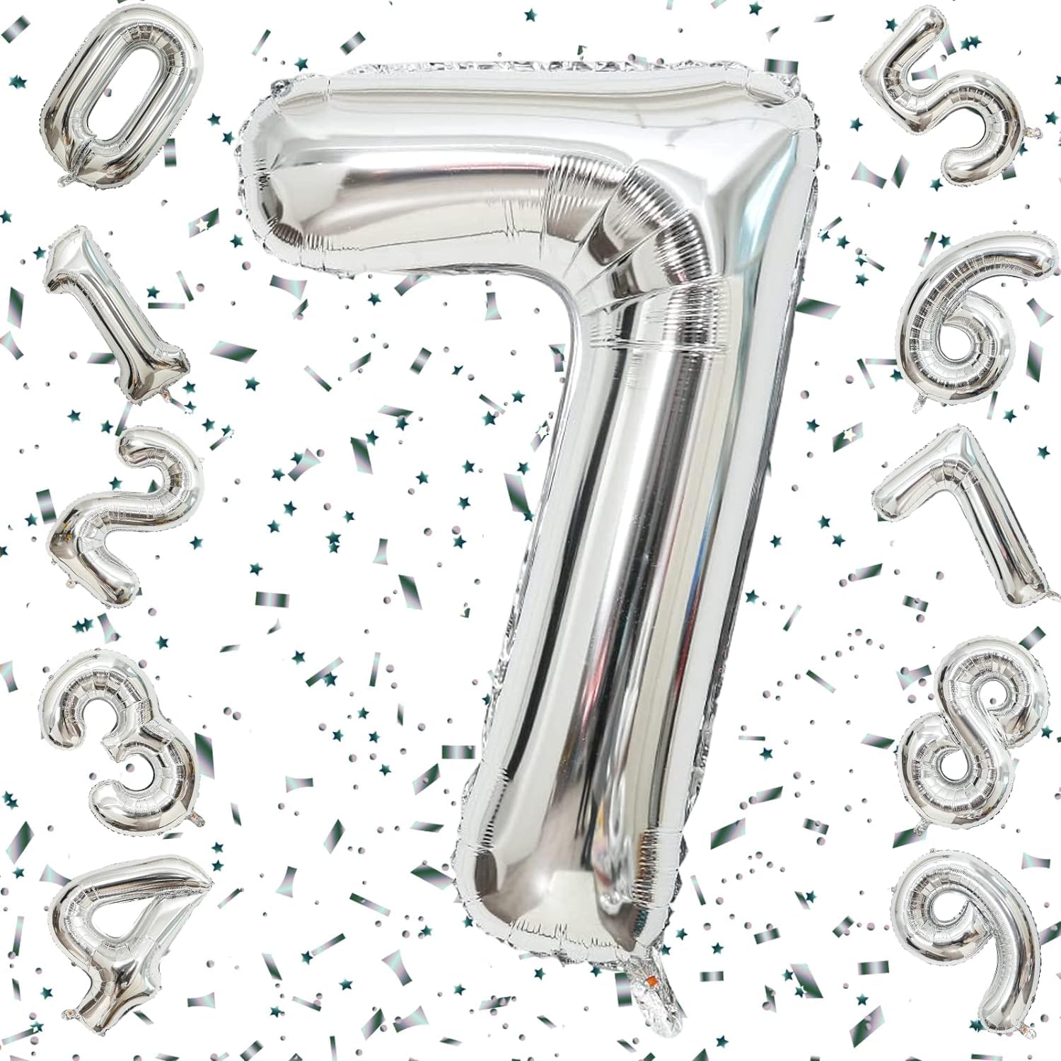 Flyloons 7 number Silver Foil Balloon 16 inch Size Birthday Decoration ...