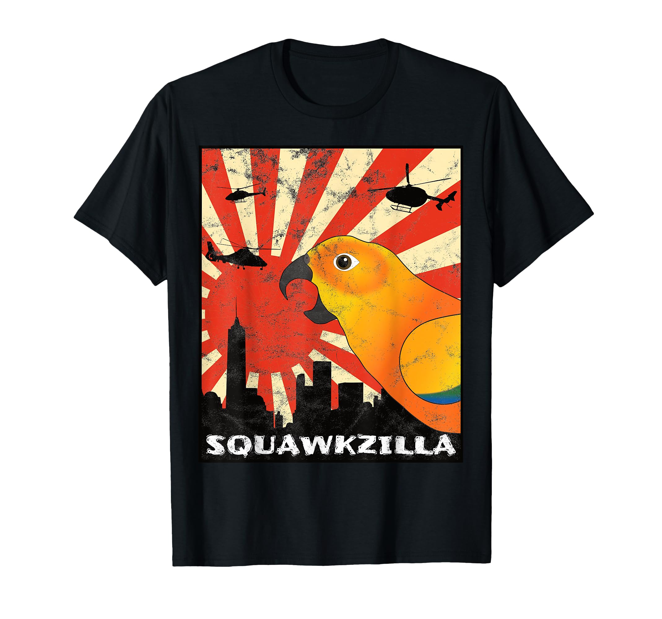 Amazon.com: Squawk Zilla Sun Conure Parrot Squawking Kawaii T-Shirt ...