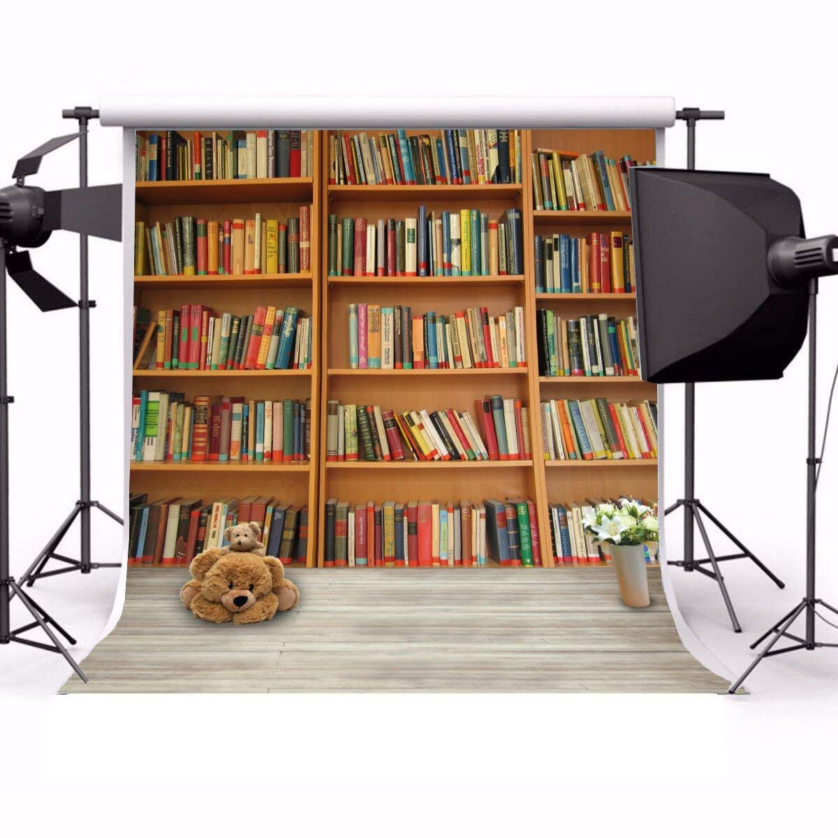 Leowefowa 5X5FT Bookshelf Backdrop Retro Bookcase Backdrops for ...