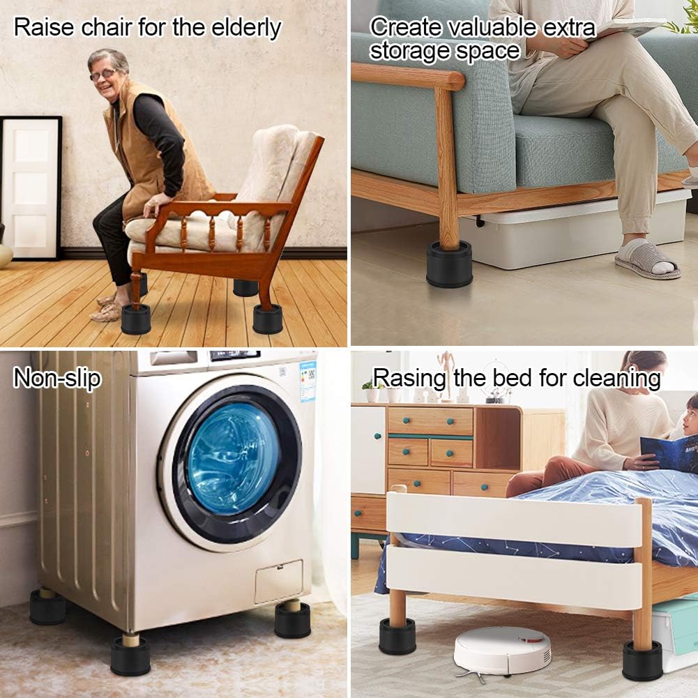 Uping Set of 4 Adjustable Bed Riser Heavy Duty Furniture Risers ...