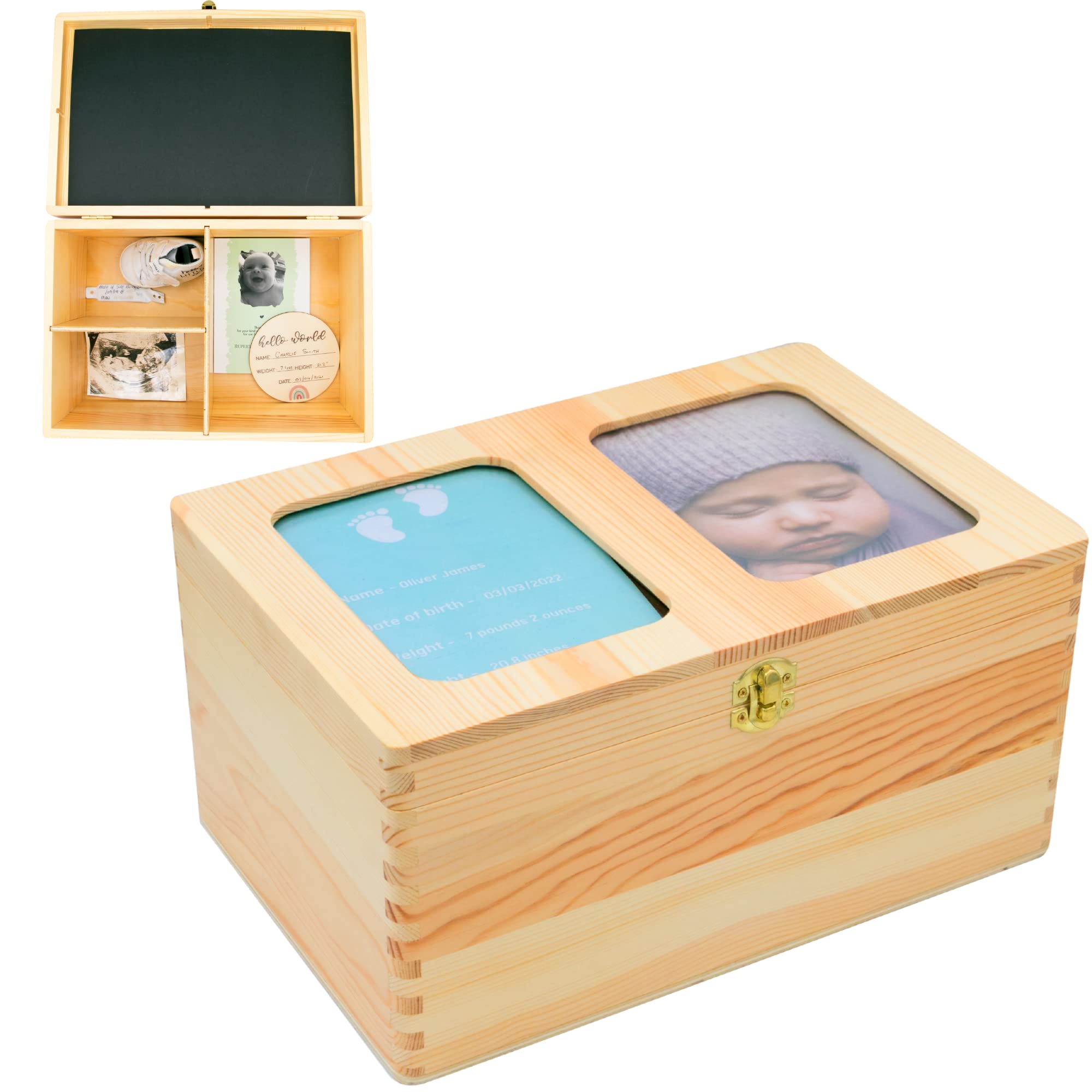 Baby Keepsake Box - Premium Wooden Baby Memory Box - Baby Shower ...