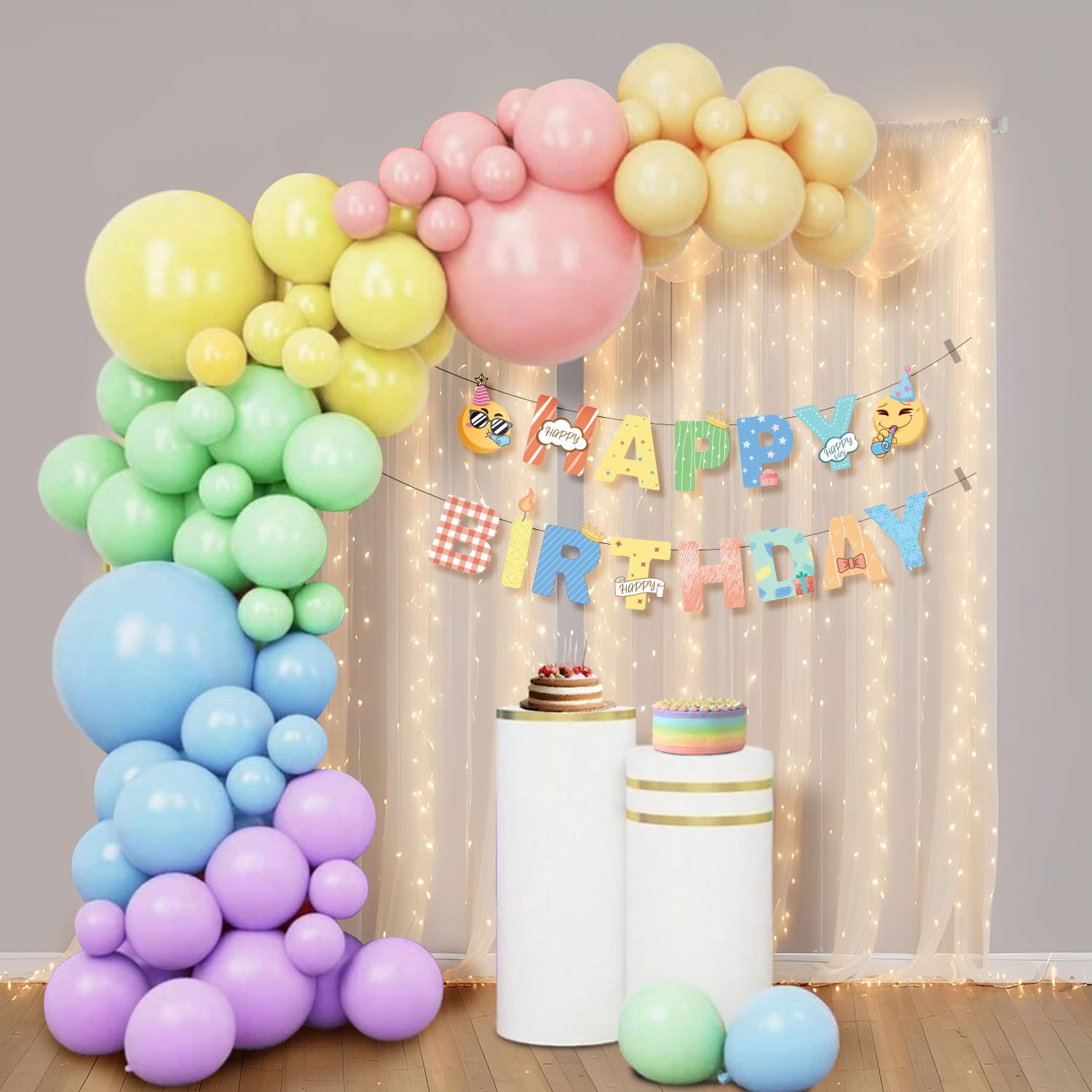 Party Propz Rainbow Theme Birthday Decorations - Pack Of 57 Happy ...