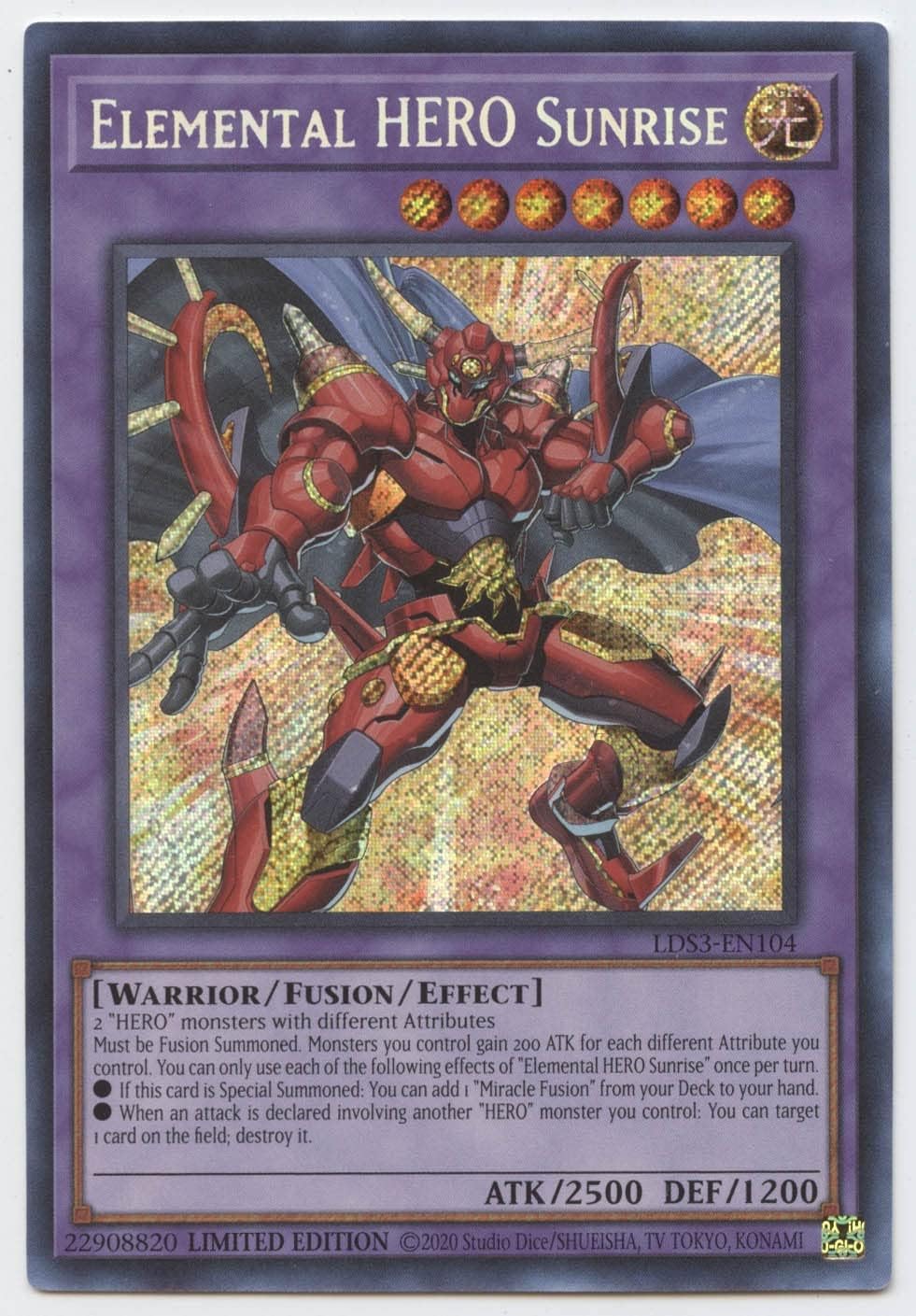 Amazon.com: Yu-Gi-Oh! Elemental Hero Sunrise - LDS3-EN104 - Secret Rare ...