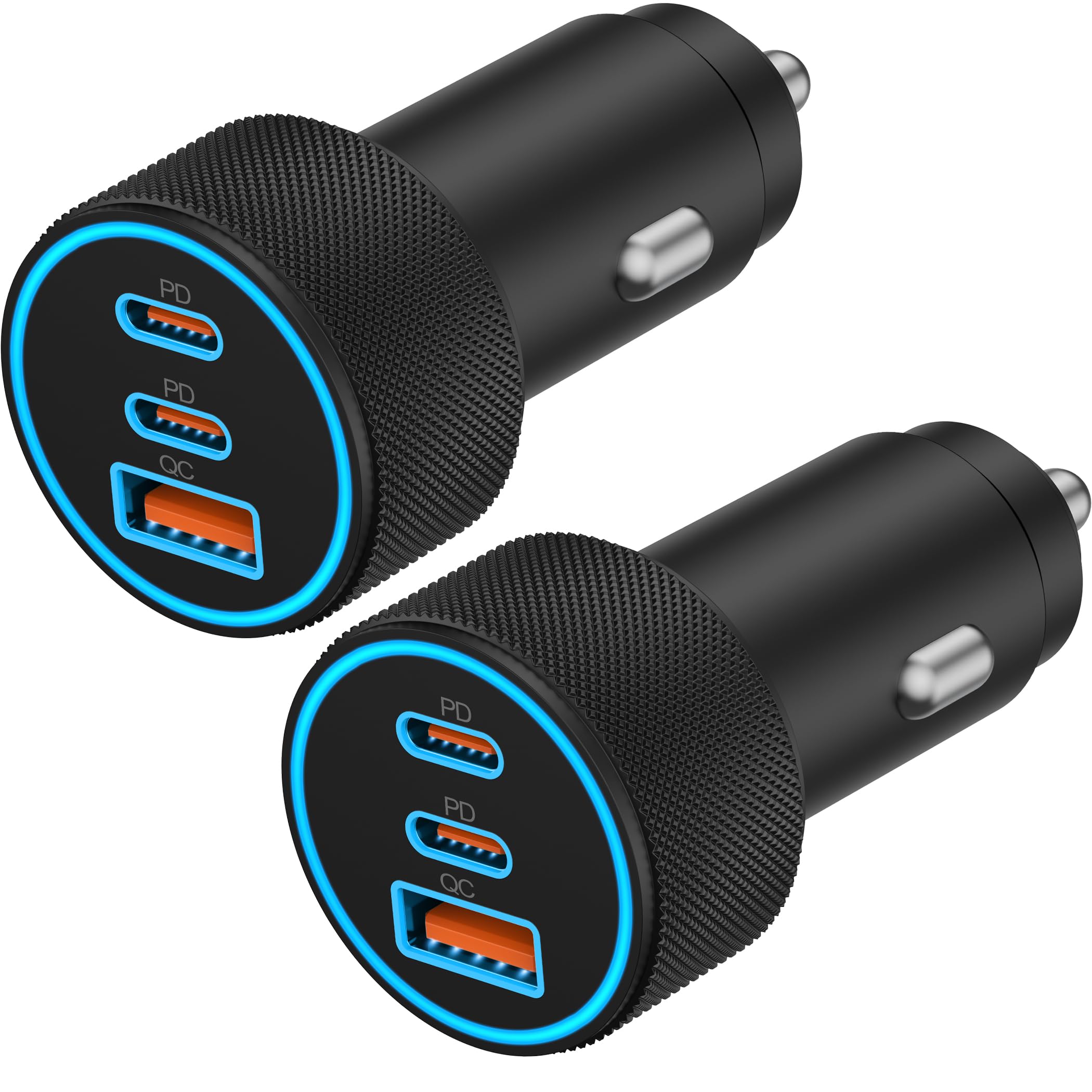 USB C Car Charger Adapter, WODENTA 2 Pack 67W 3-Port 12V Car Charger ...