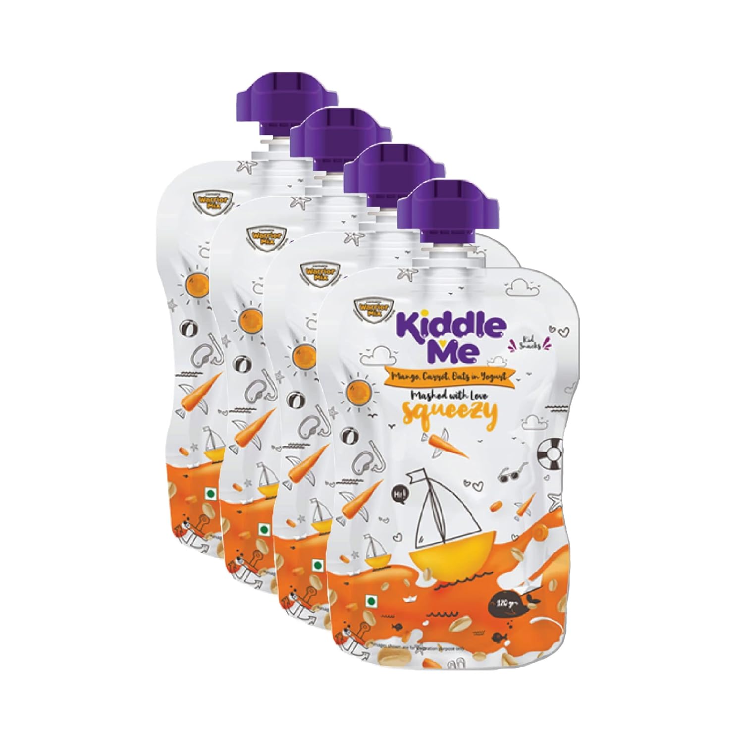 Kiddle Me Yogurt - Squeezy Fruit Puree - Yogurt Contains Mango, Carrot ...