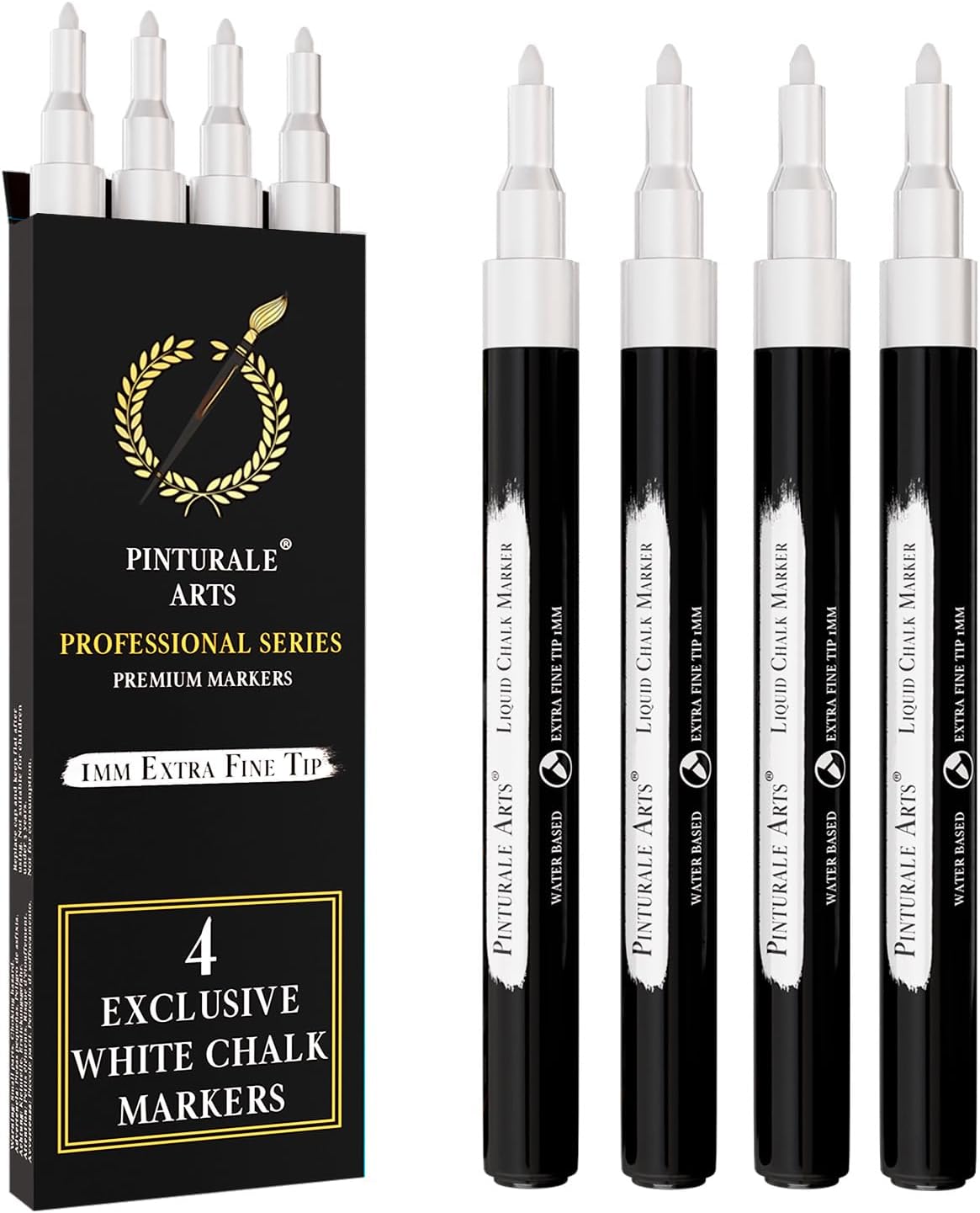 Pinturale Arts Set 4 White Chalk Pens Fine Tip 1mm | 4 Liquid Chalk ...