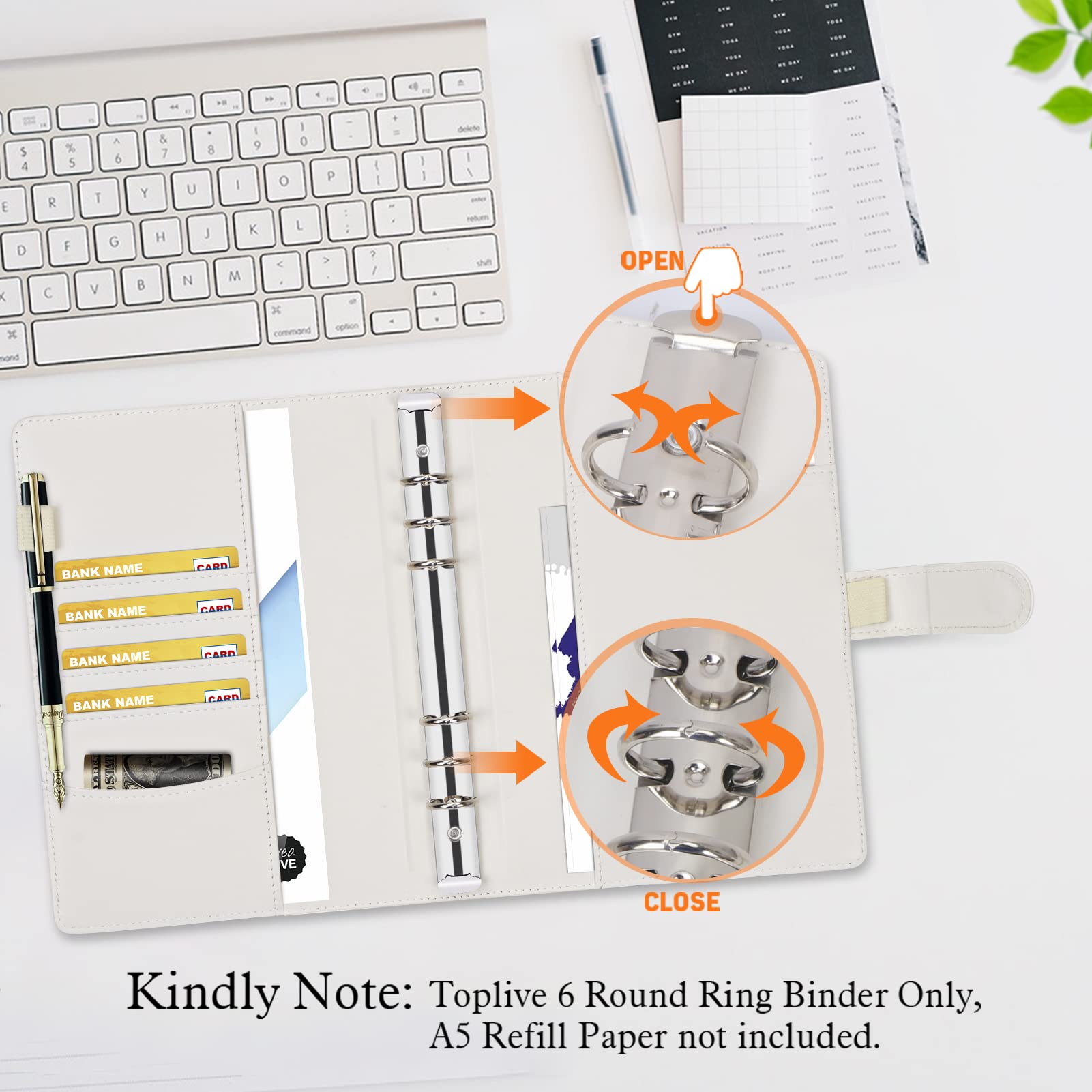Snapklik.com : Toplive A5 Binder 6 Ring Personal Organizer Binder Cover ...