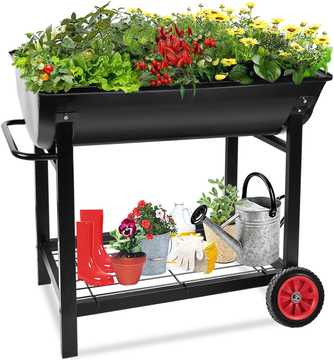 Amazon.com: Galvanized Raised Garden Bed on Wheels Portable Elevated ...