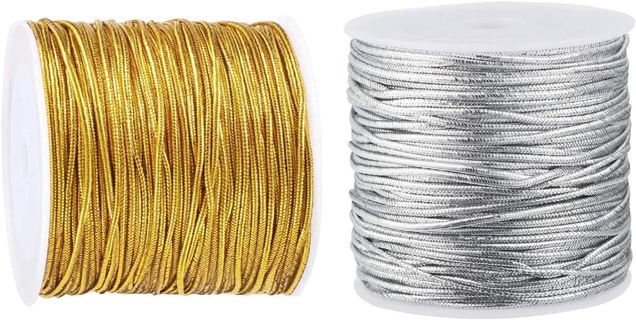 Amazon.com: Elastic Cords Stretch Cord Ribbon Metallic Tinsel Cord Rope ...