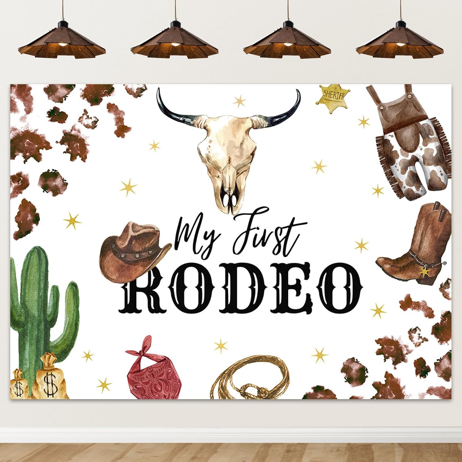 Amazon.com : Mocsicka First Rodeo Backdrop Western Cowboy 1st Birthday ...
